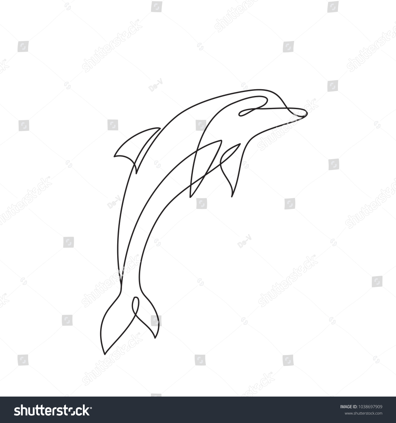 Dolphin Logo Single Line Drawing 스톡 벡터(로열티 프리) 1038697909 | Shutterstock