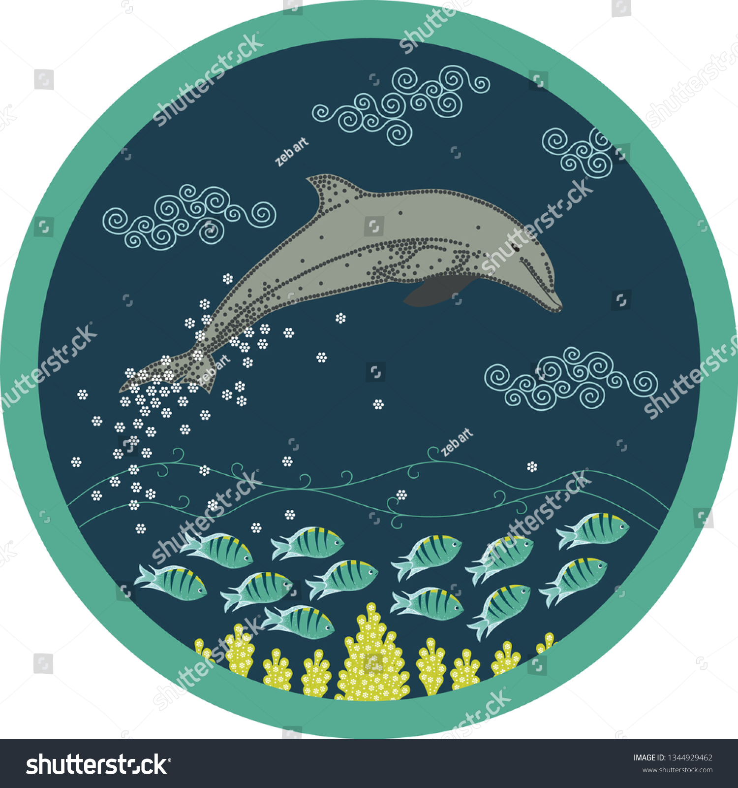 Dolphin Splash Stock Vector (Royalty Free) 1344929462 | Shutterstock