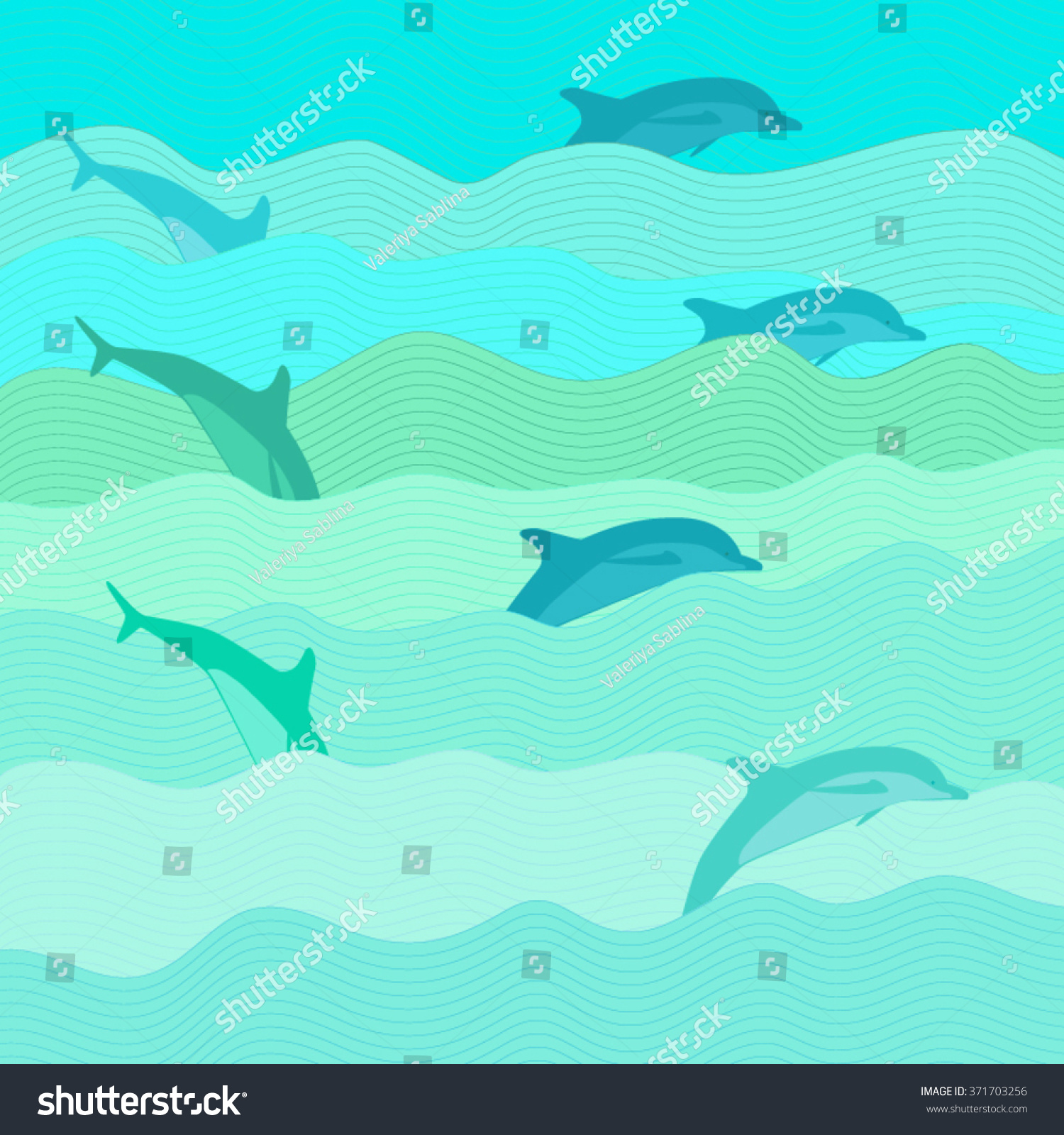 Dolphins Waves Stock Vector (Royalty Free) 371703256
