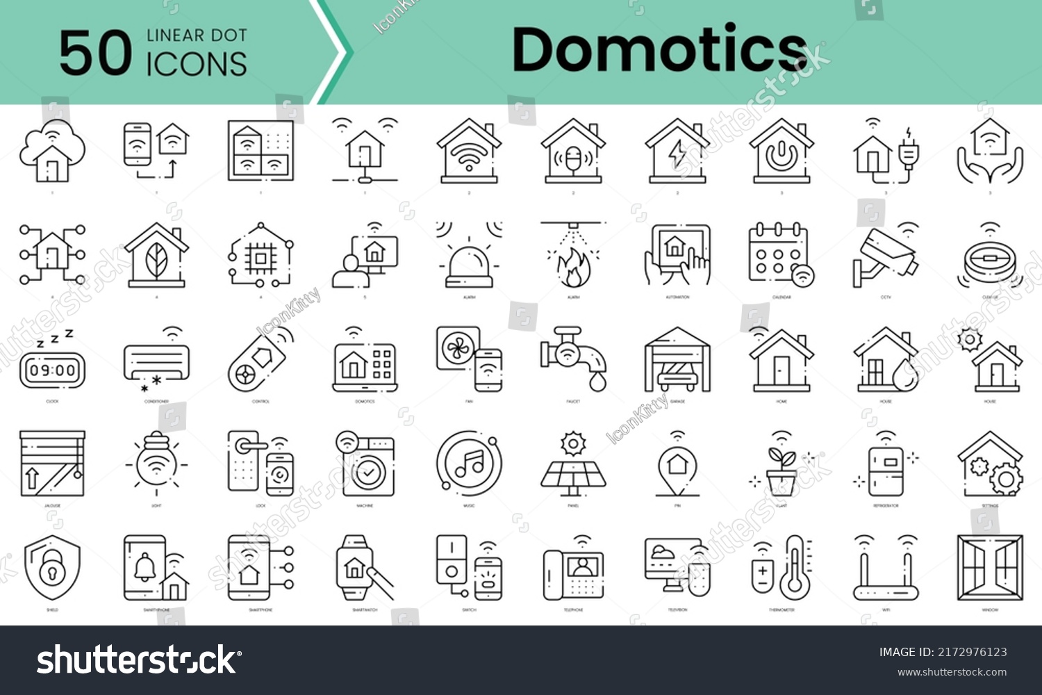 Domotics Icons Bundle Linear Dot Style Stock Vector (Royalty Free ...