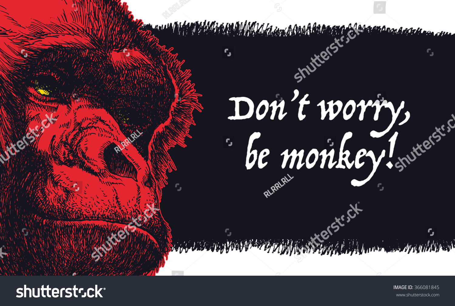 Dont Worry Be Monkey Hand Drawn Stock Vector (Royalty Free) 366081845
