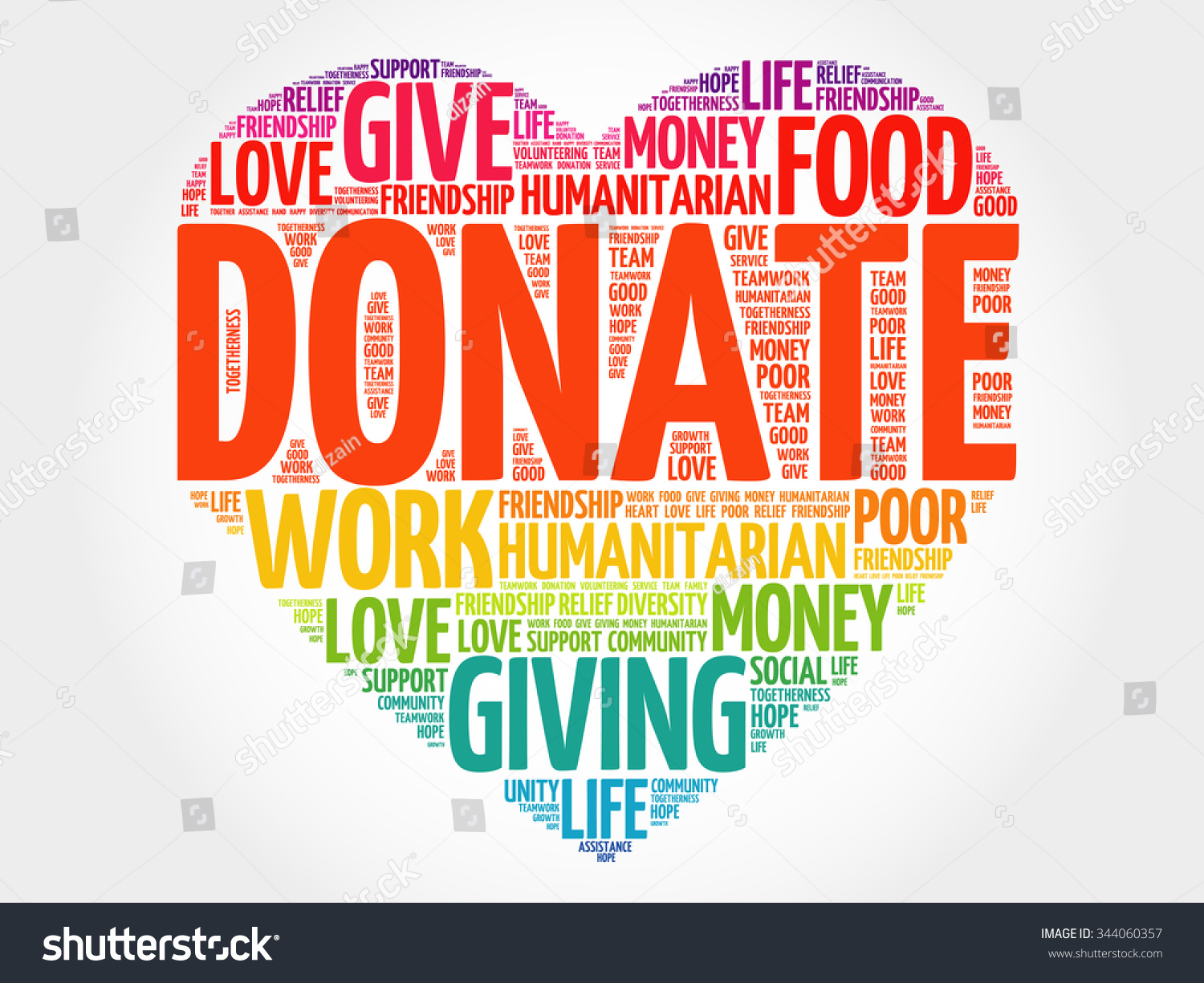 Donate Word Cloud Heart Concept Stock Vector (Royalty Free) 344060357 ...