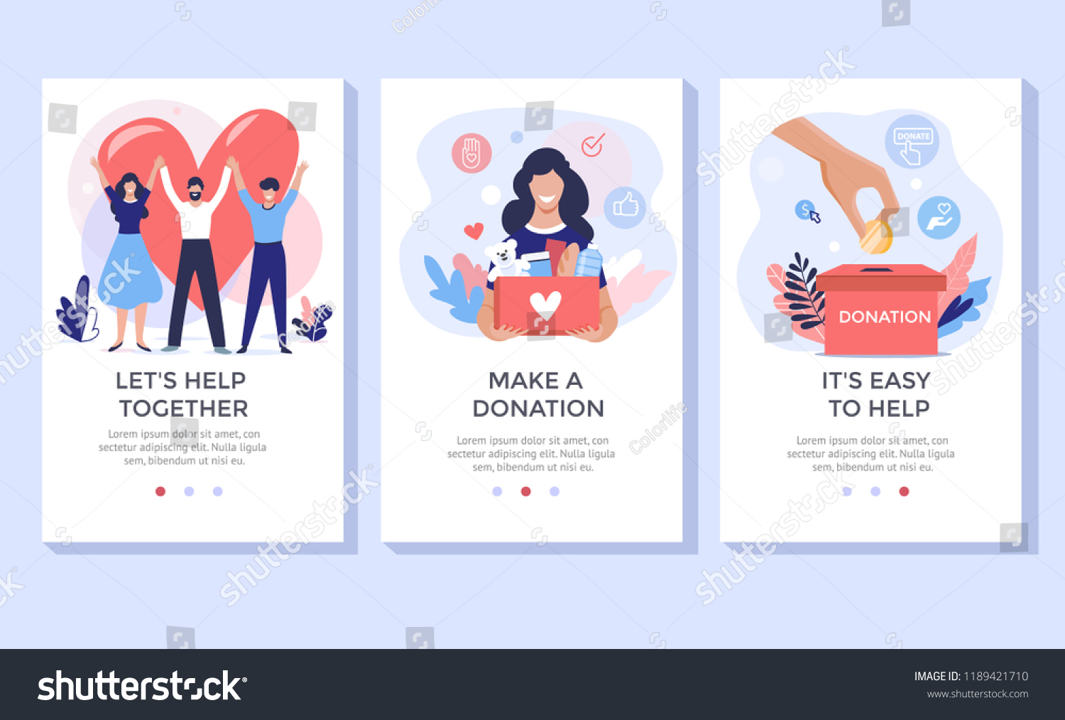 Donation Volunteers Work Concept Illustration Set Stock Vector (Royalty ... Donation Volunteers Work Concept Illustration Set Stock Vector (Royalty ...