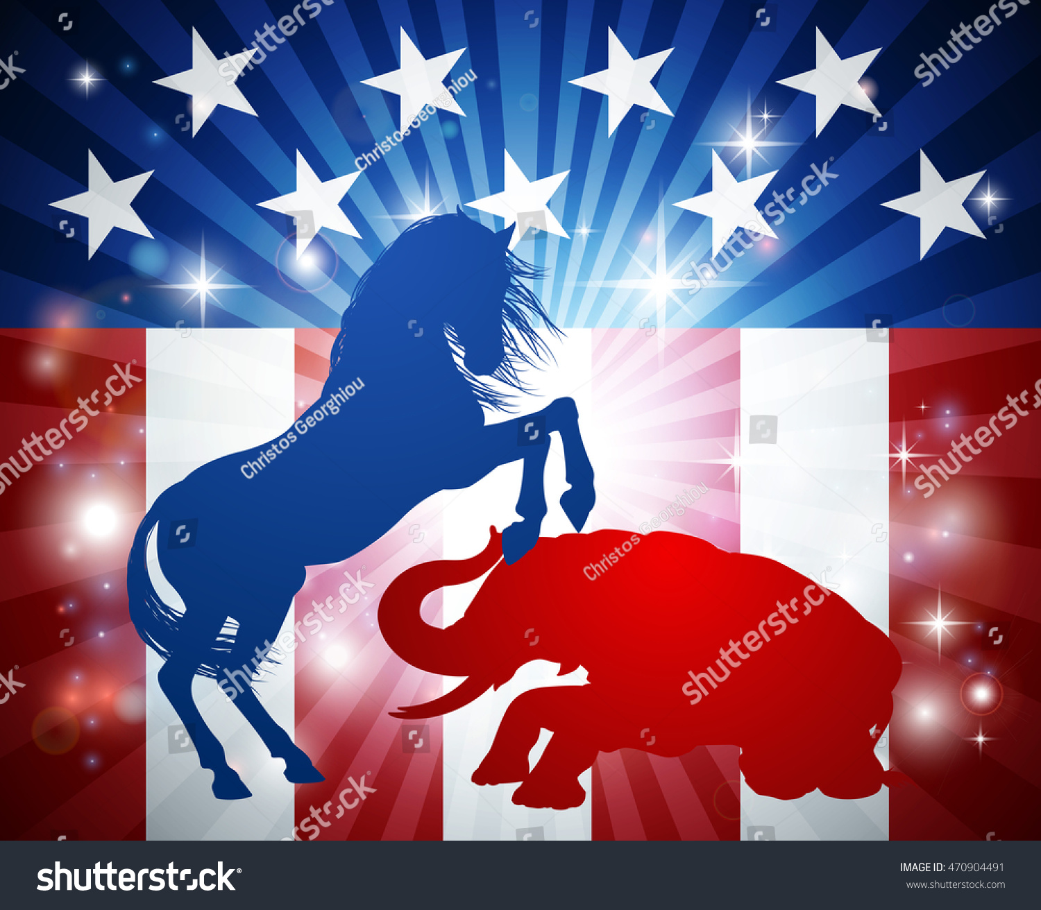 Donkey Beating Elephant Stock Vector (Royalty Free) 470904491 ...