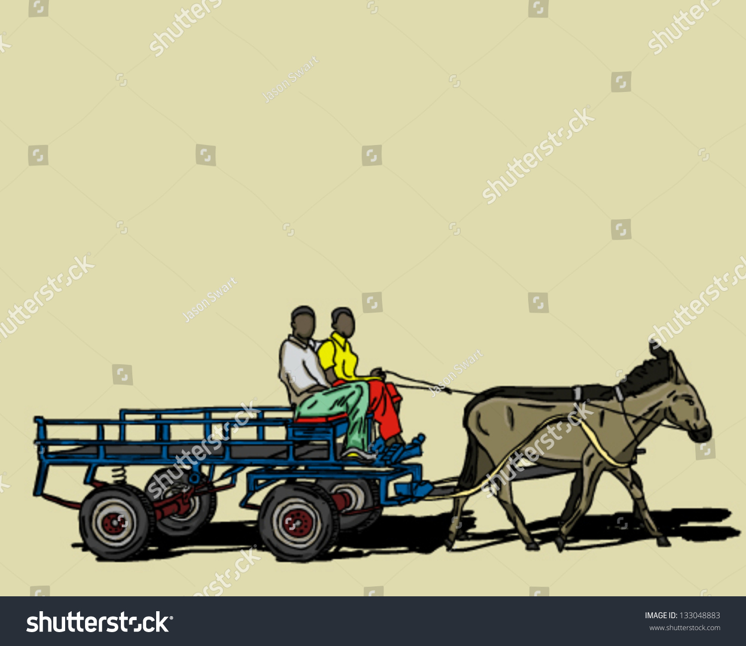 Donkey Cart Riding Along Stock Vector (Royalty Free) 133048883