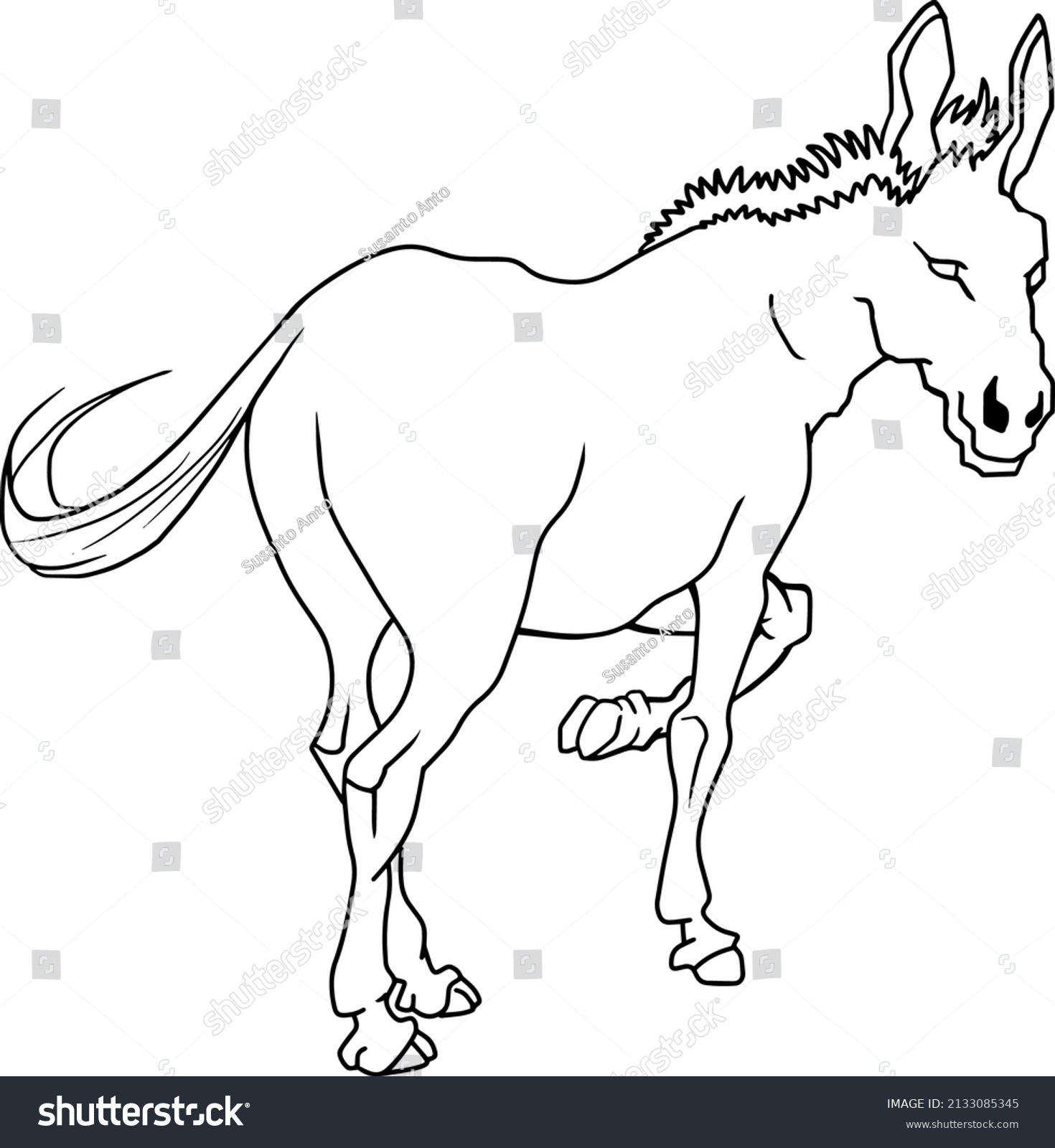 Donkey Line Vector Illustration Isolated On Stock Vector (Royalty Free ...