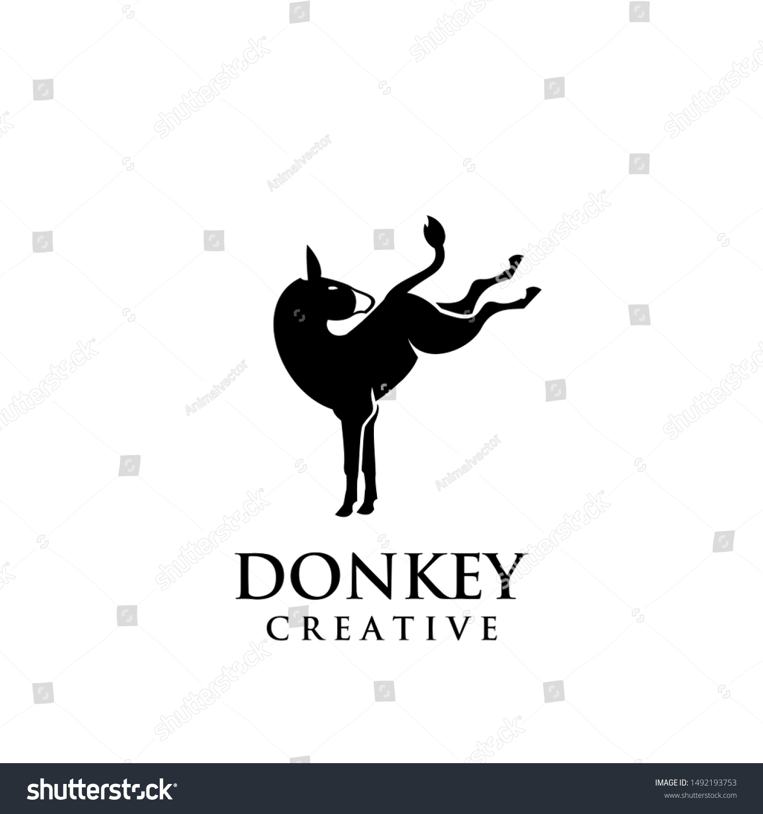 Vektor Stok Donkey Logo Icon Design Vector Illustration (Tanpa Royalti ...