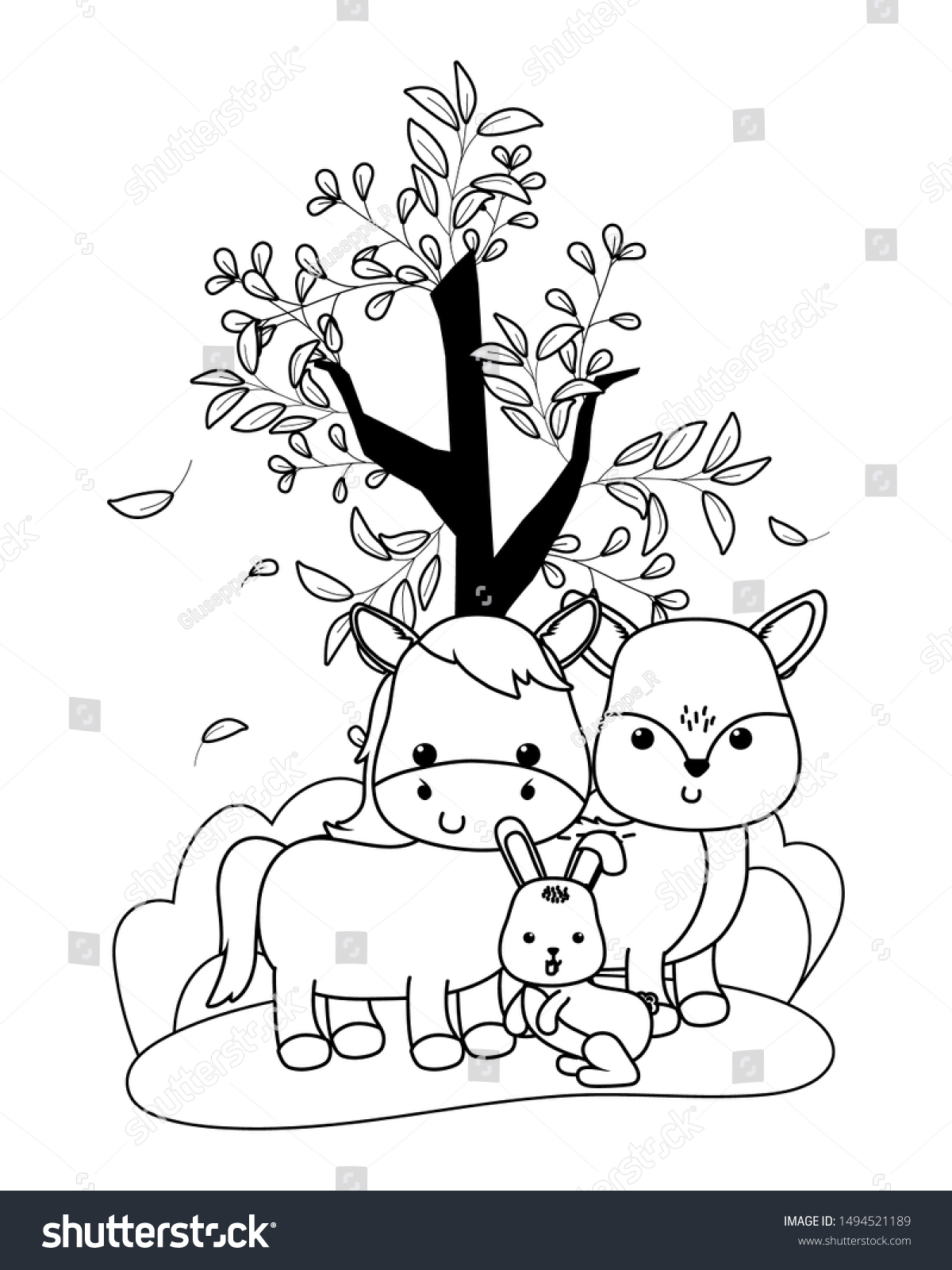 Donkey Rabbit Deer Cartoon Vector Design Stock Vector (Royalty Free ...