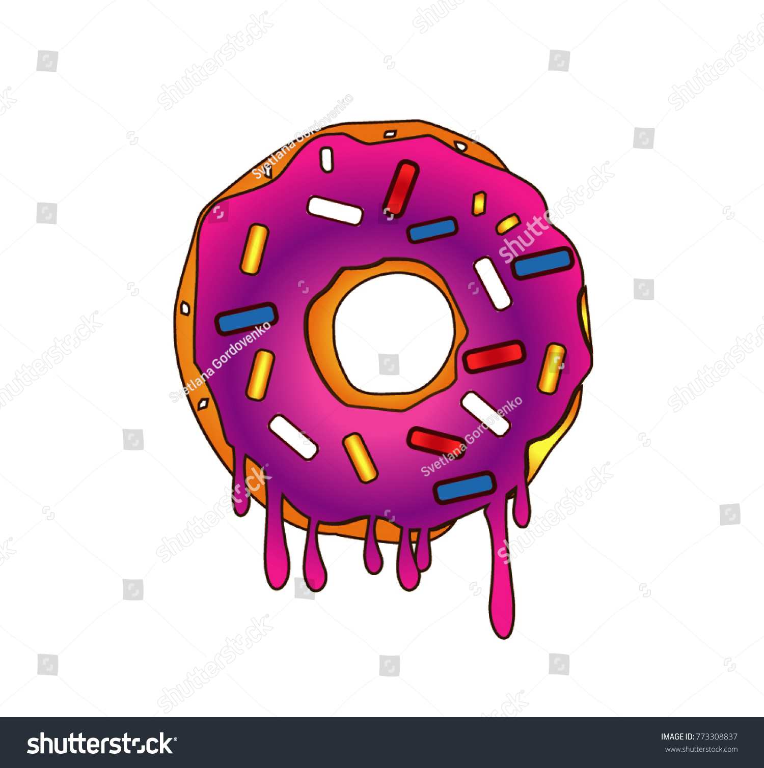Donut Cartoon White Background Stock Vector (Royalty Free) 773308837 ...