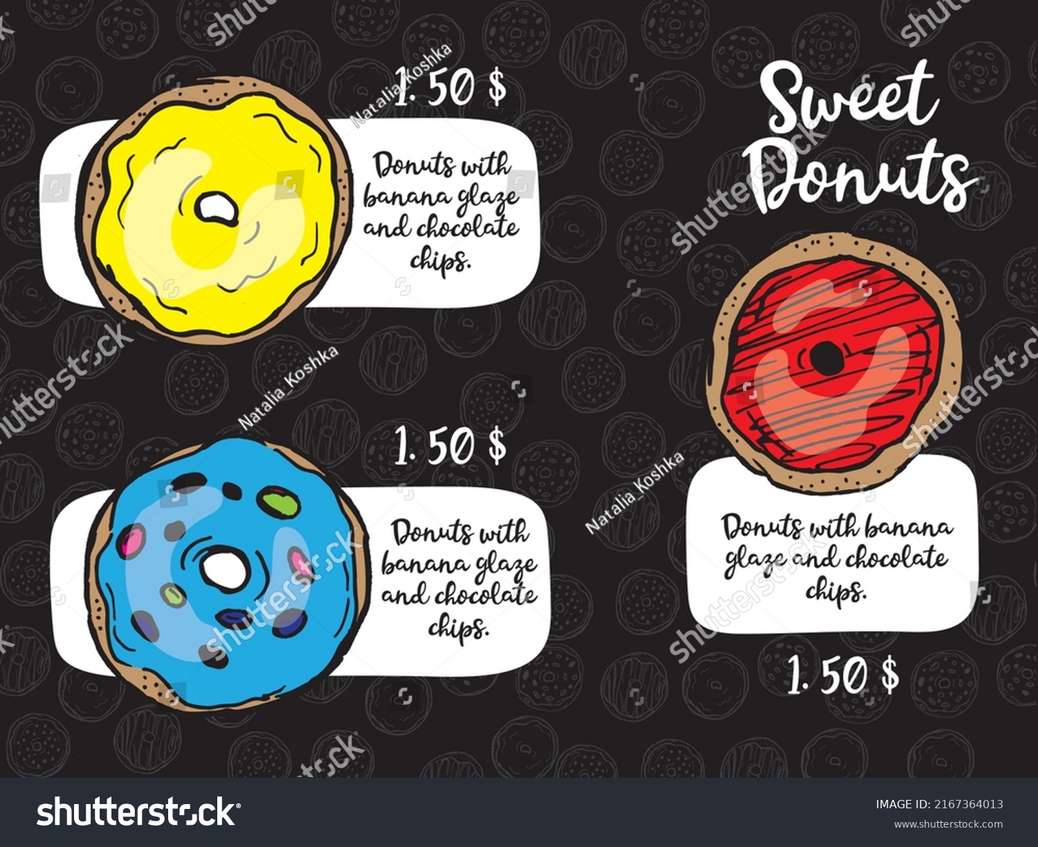 Donuts Vector Illustration Label Background Stock Vector (Royalty Free ...