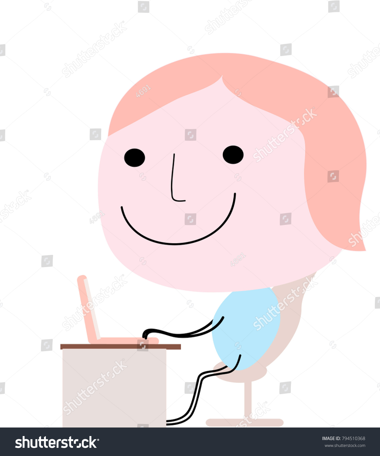 Dooddle Boy Girl Using Computer Cute Stock Vector (Royalty Free) 794510368
