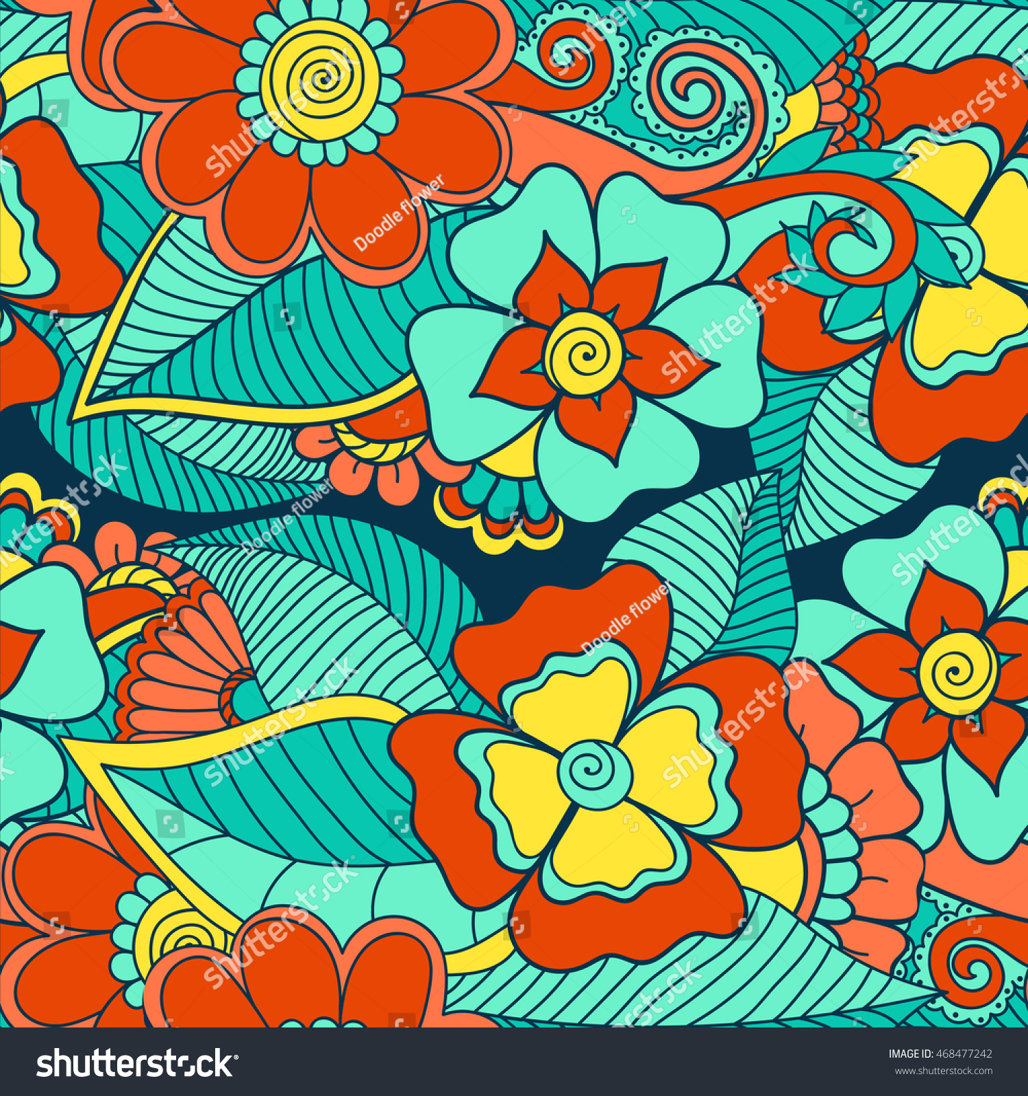 Doodle Abstract Flower Vector Illustration Stock Vector (Royalty Free ...