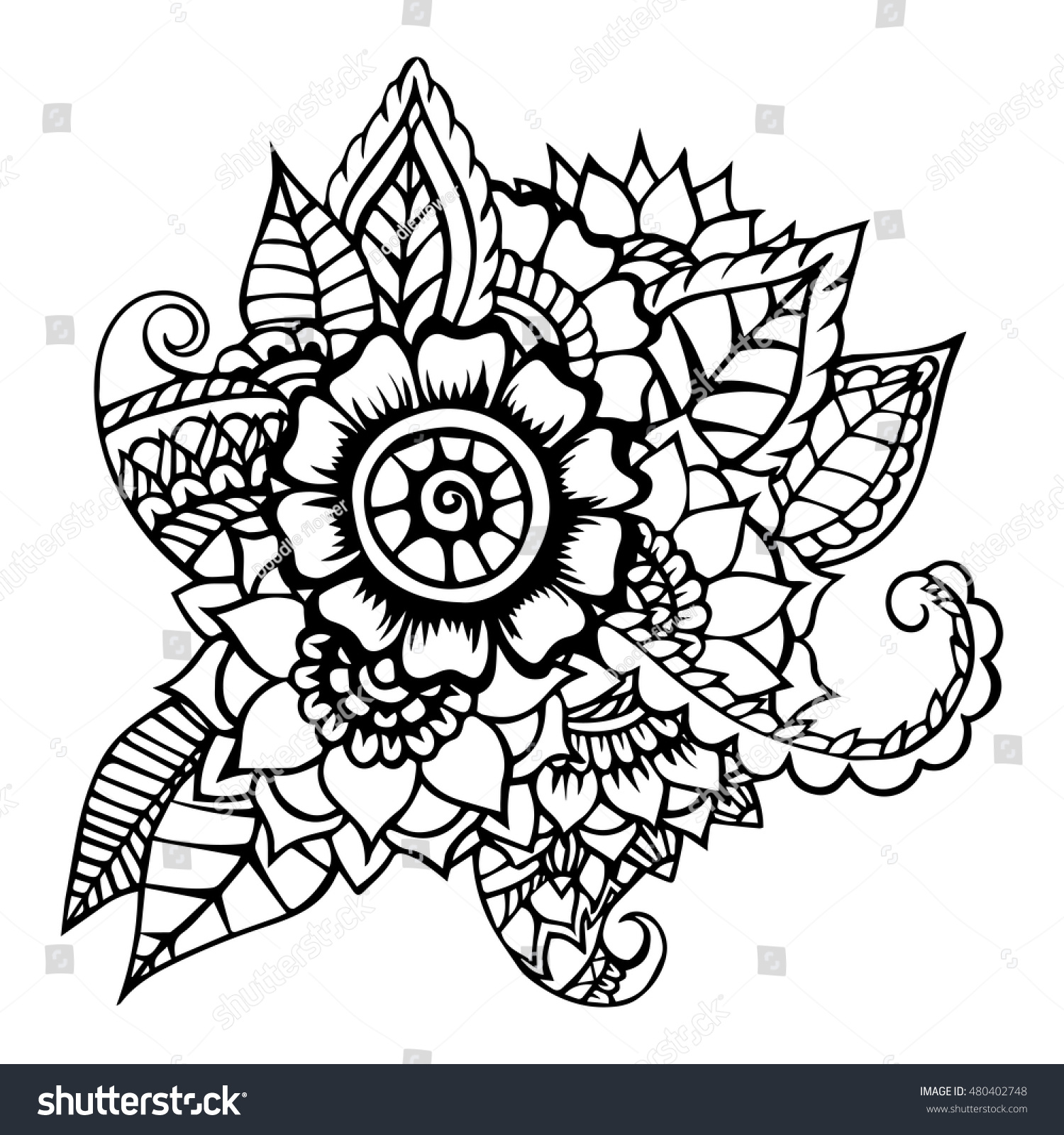 Doodle Abstract Flower Vector Illustration Stock Vector (Royalty Free ...
