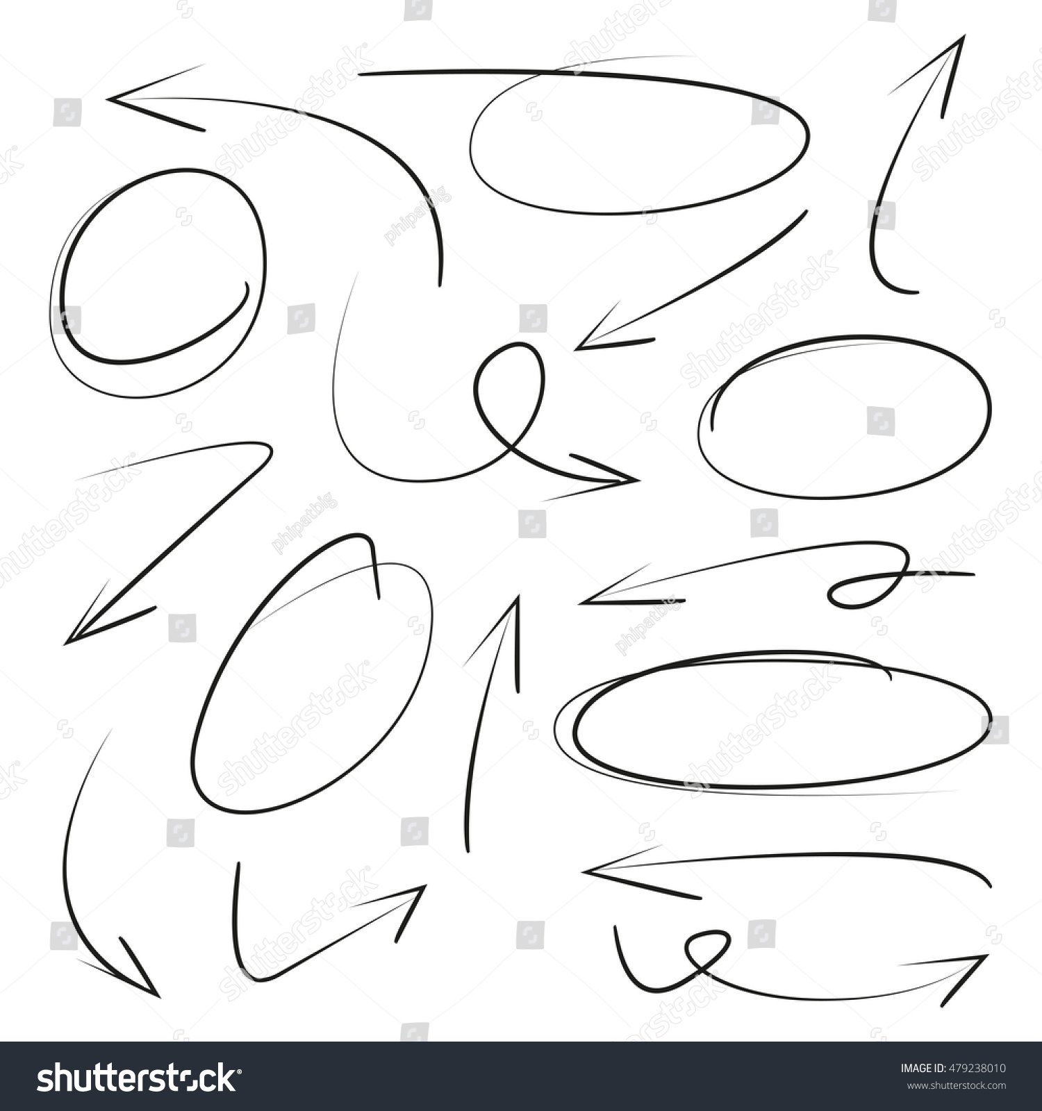 Doodle Arrows Circles Vector Set: เวกเตอร์สต็อก (ปลอดค่าลิขสิทธิ์ ...