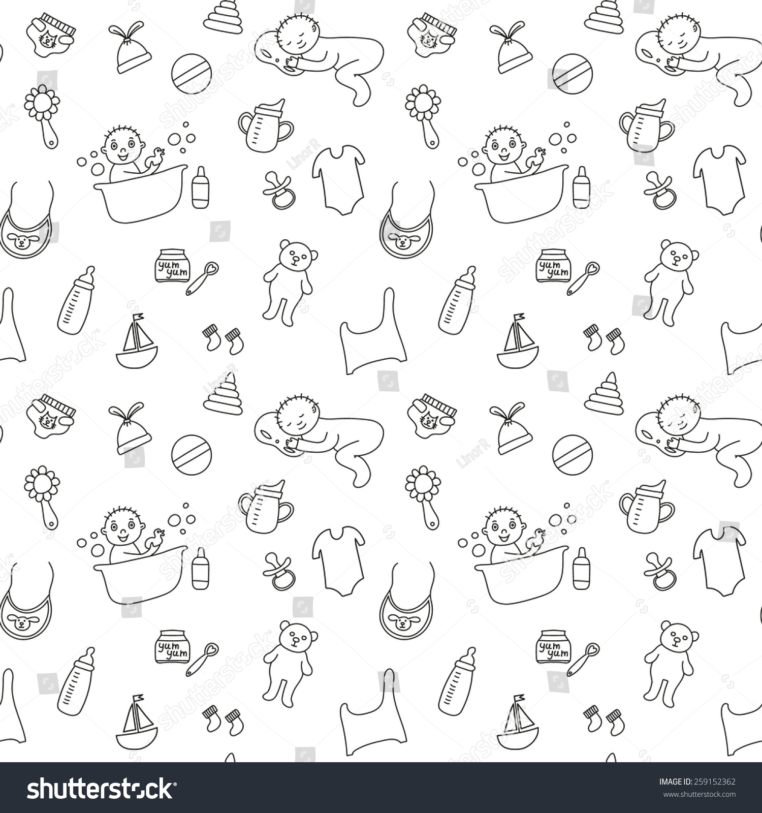 Doodle Baby Background: vetor stock (livre de direitos) 259152362 ...