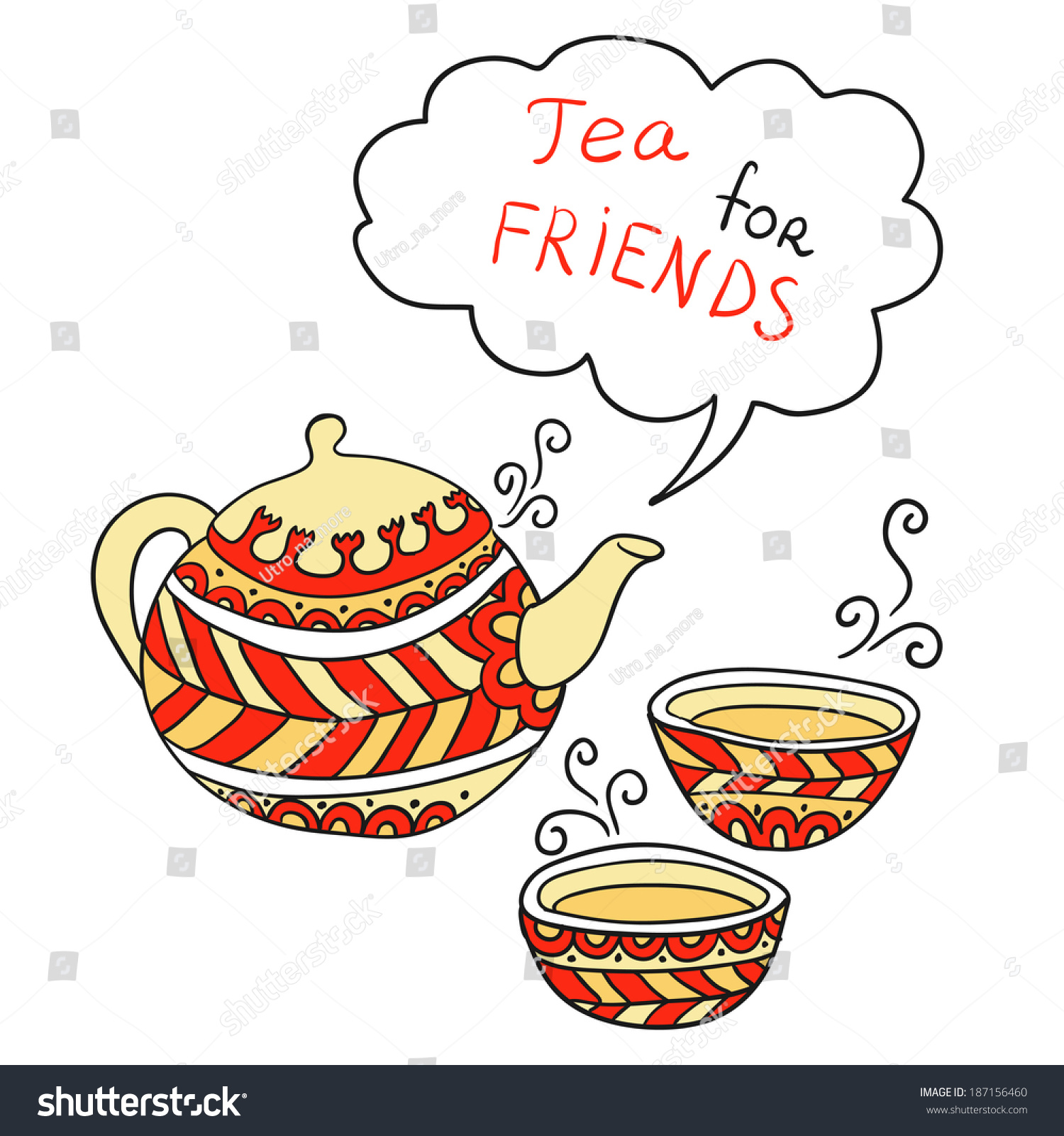 Doodle Background Tea Friends Vector Stock Vector (Royalty Free ...