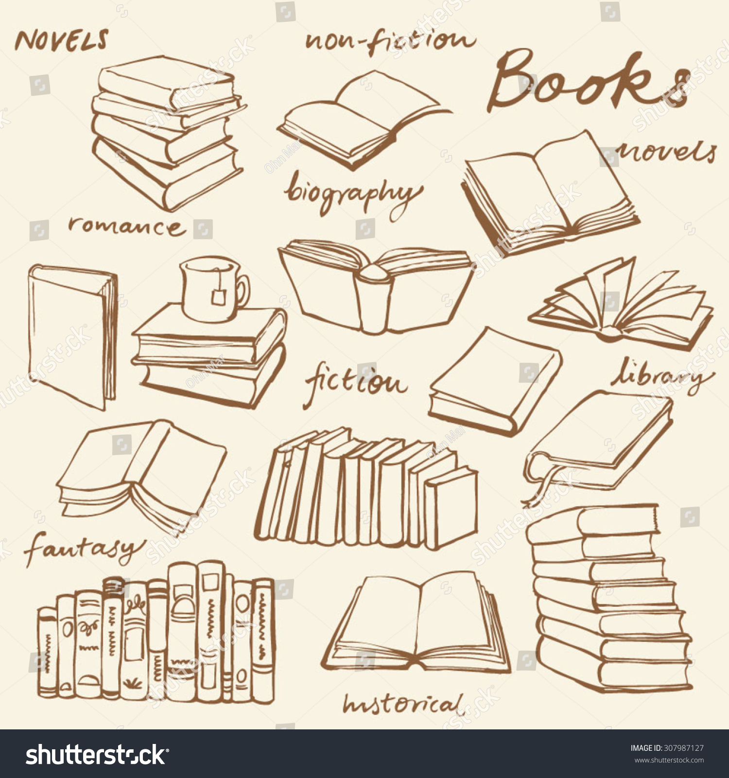 Doodle Book Collection Vector Illustration: vetor stock (livre de ...