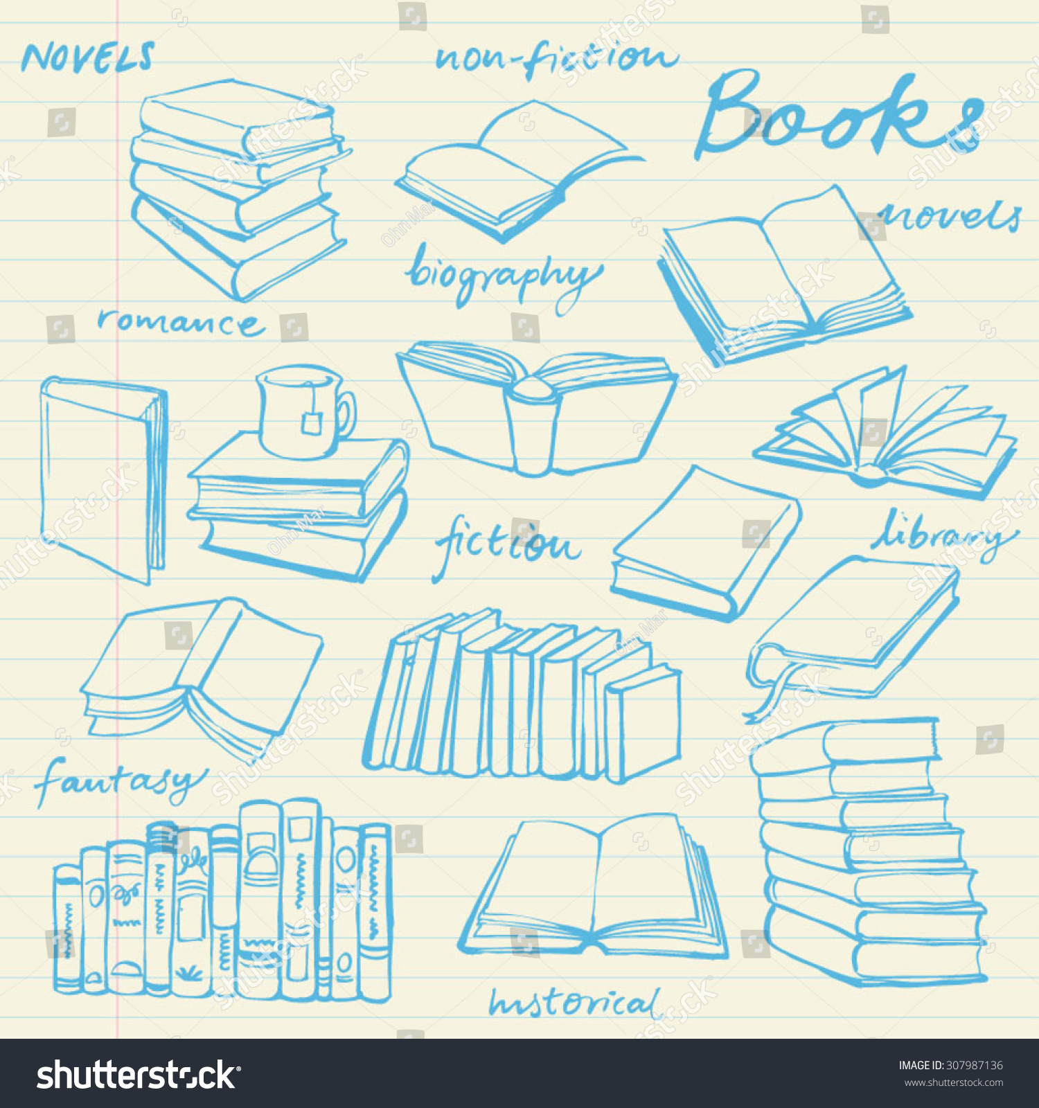 Doodle Book Collection Vector Illustration Stock Vector (Royalty Free ...