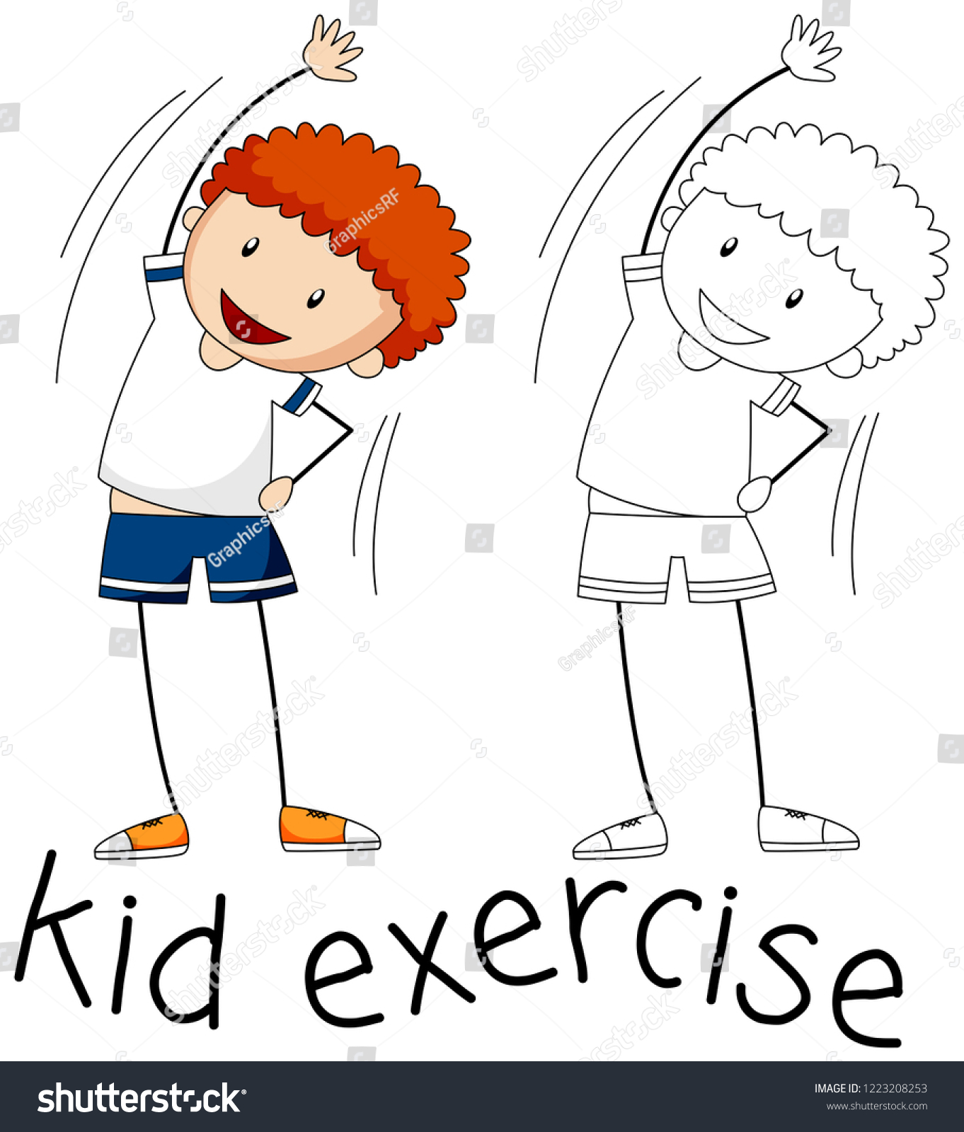 Doodle Boy Character Exercise Illustration Stock Vector (Royalty Free ...