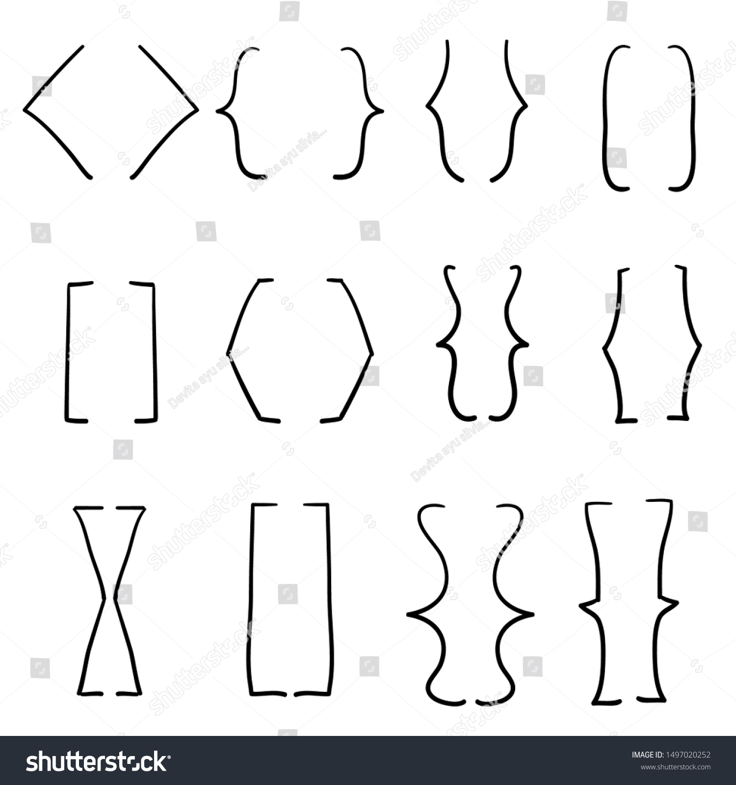 Doodle Bracket Set Illustration Vector Handdrawn Stock Vector (Royalty ...