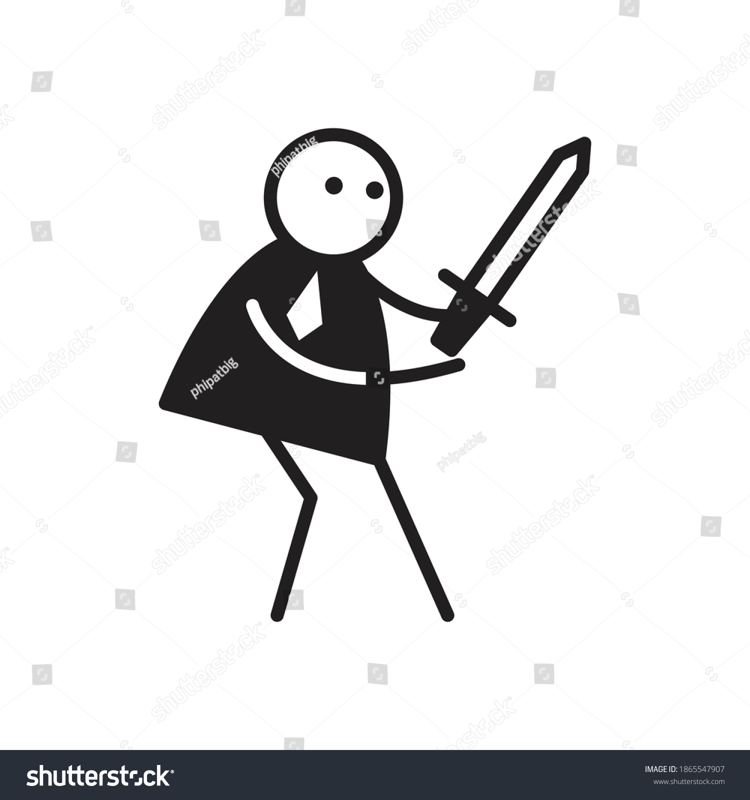 Doodle Character Holding Sword Vector Stock Vector (Royalty Free ...