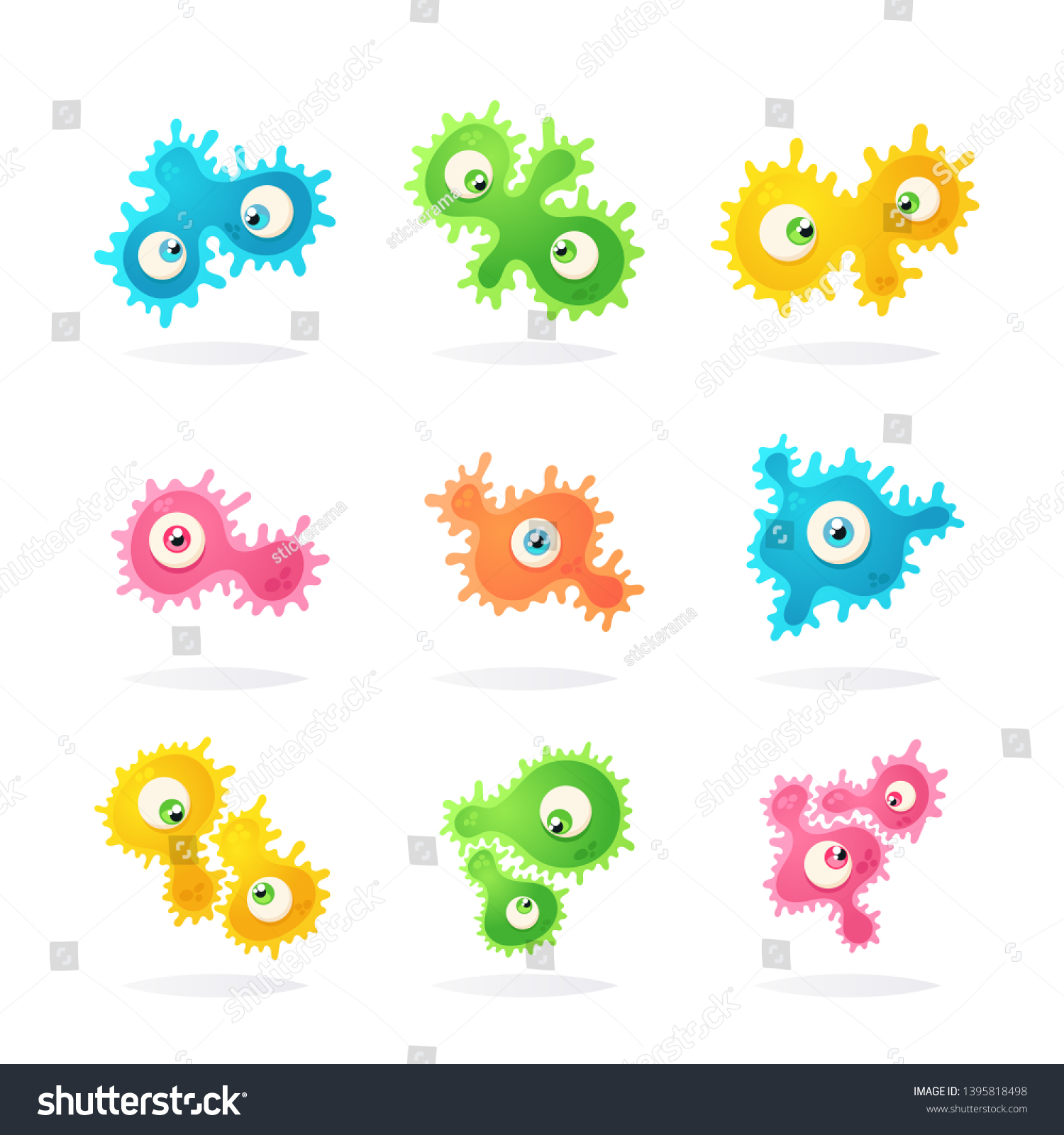 Doodle Characters Bacteria Cartoon Style Vector Stock Vector (Royalty ...
