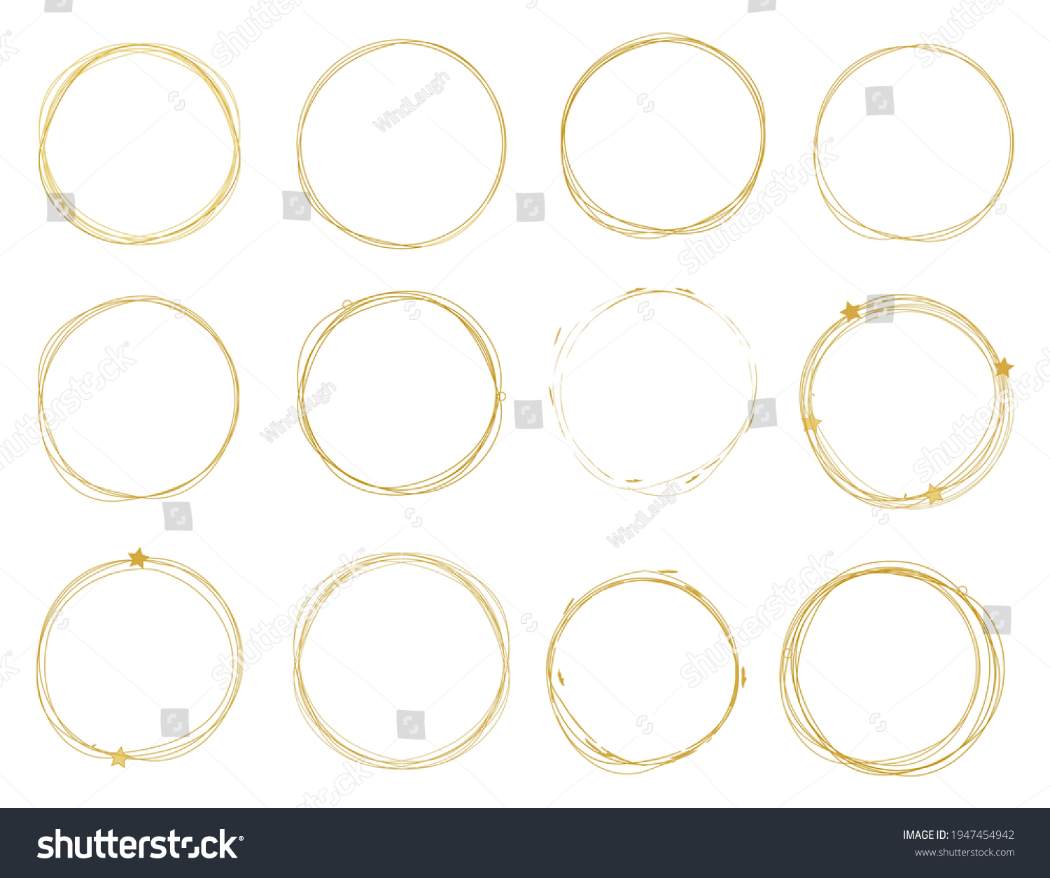 Doodle Circular Elements Gold Rings Vector Stock Vector (Royalty Free ...