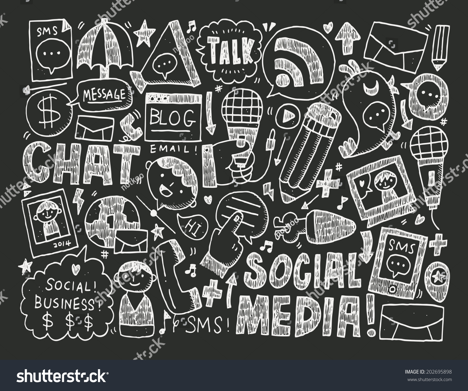 Doodle Communication Background Stock Vector (Royalty Free) 202695898 ...