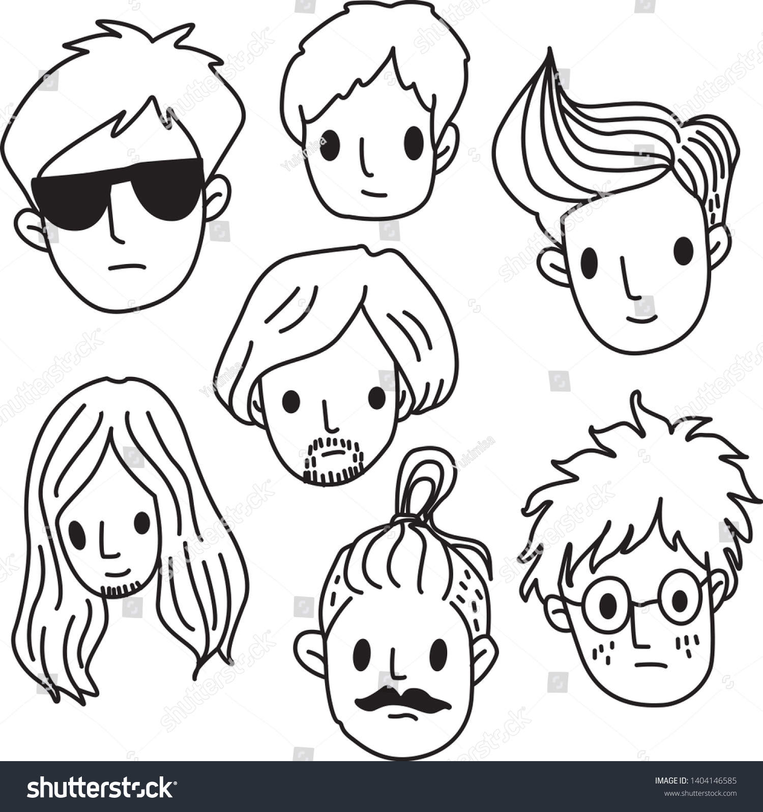 Doodle Crowd Face Icon Vector 2 Stock Vector (Royalty Free) 1404146585 ...