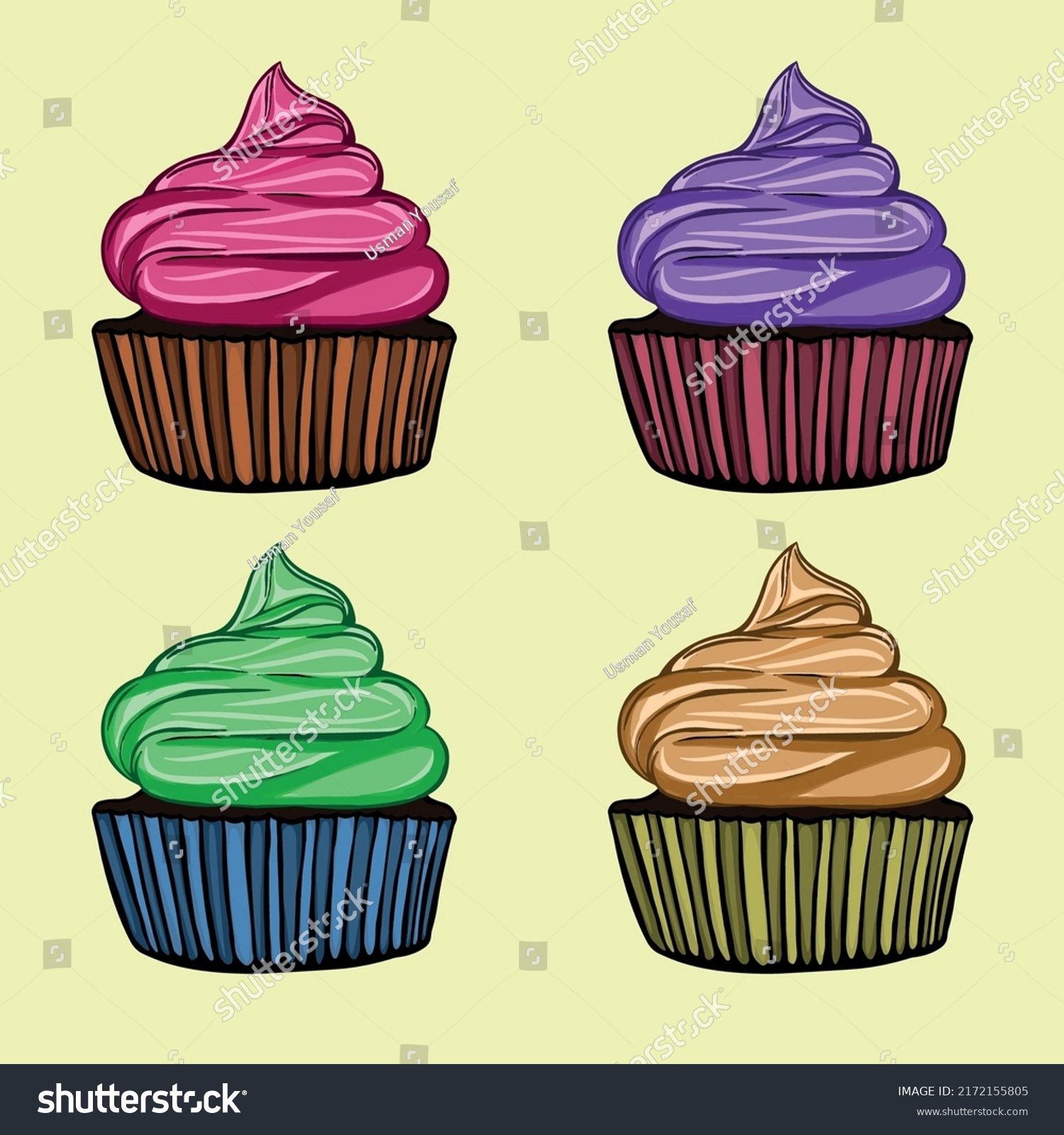 Doodle Cupcake Art Vector Illustration Stock Vector (Royalty Free ...