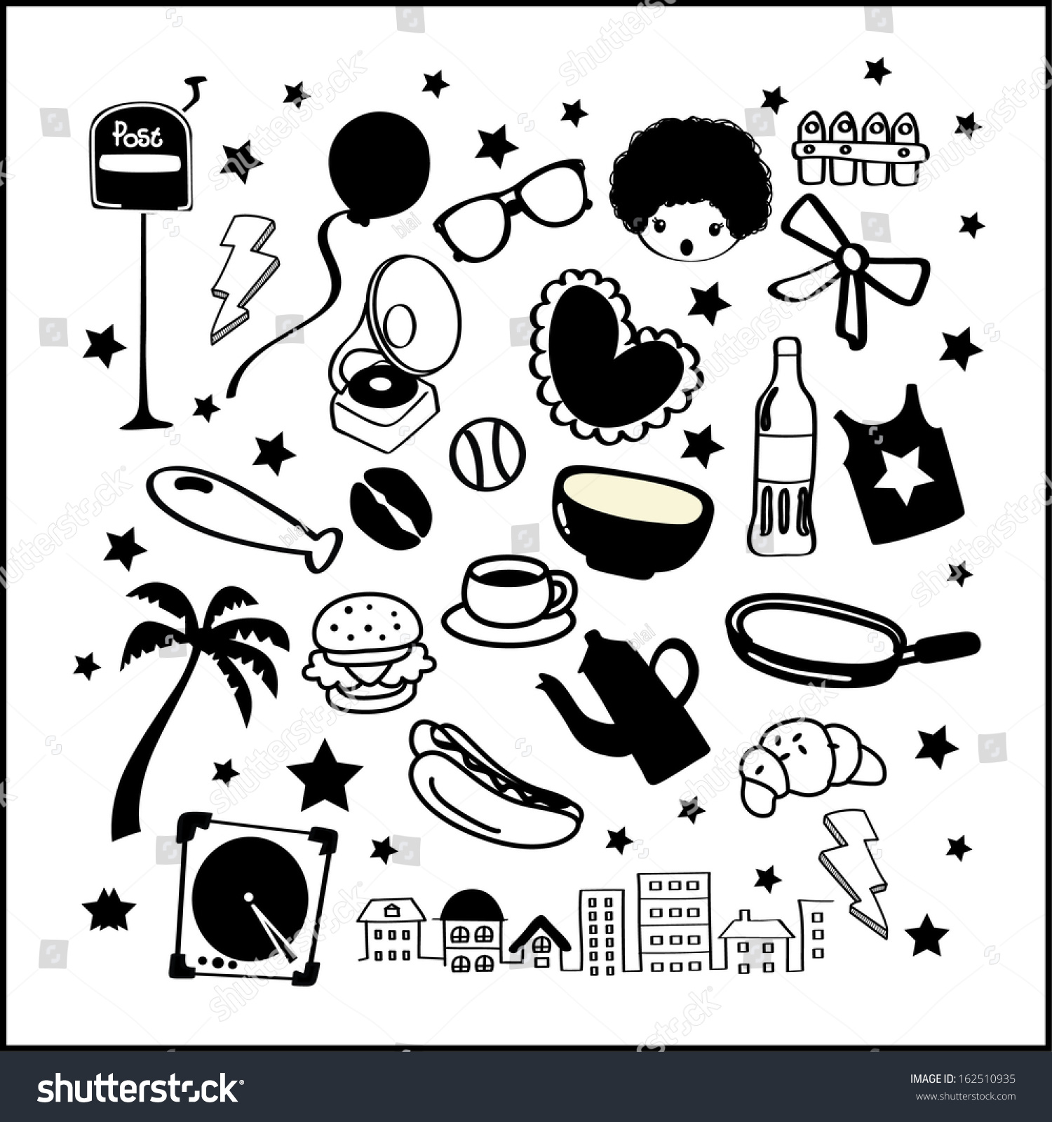 Doodle Cute Stuff Stock Vector (Royalty Free) 162510935