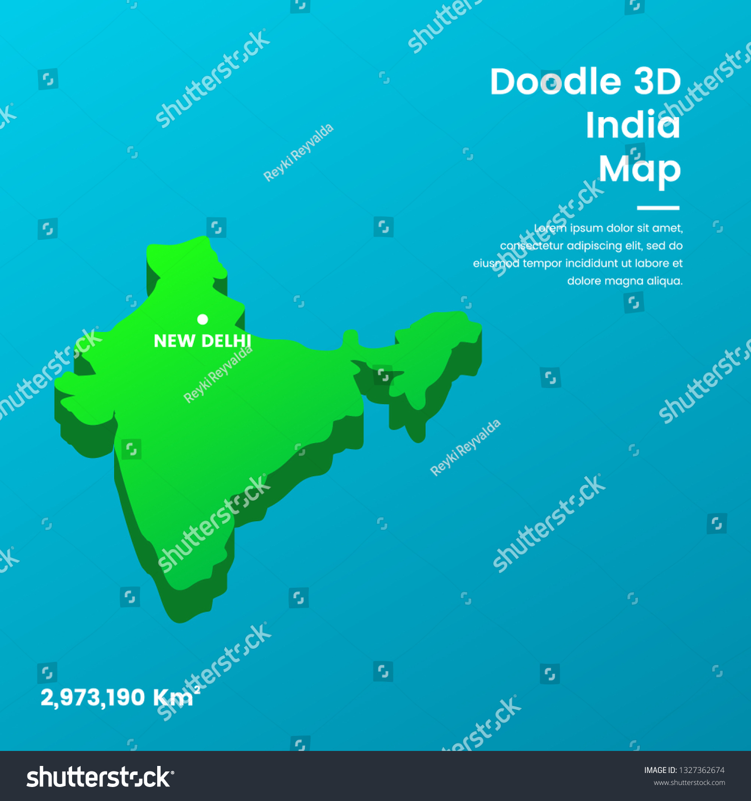Doodle 3d India Map Stock Vector (Royalty Free) 1327362674
