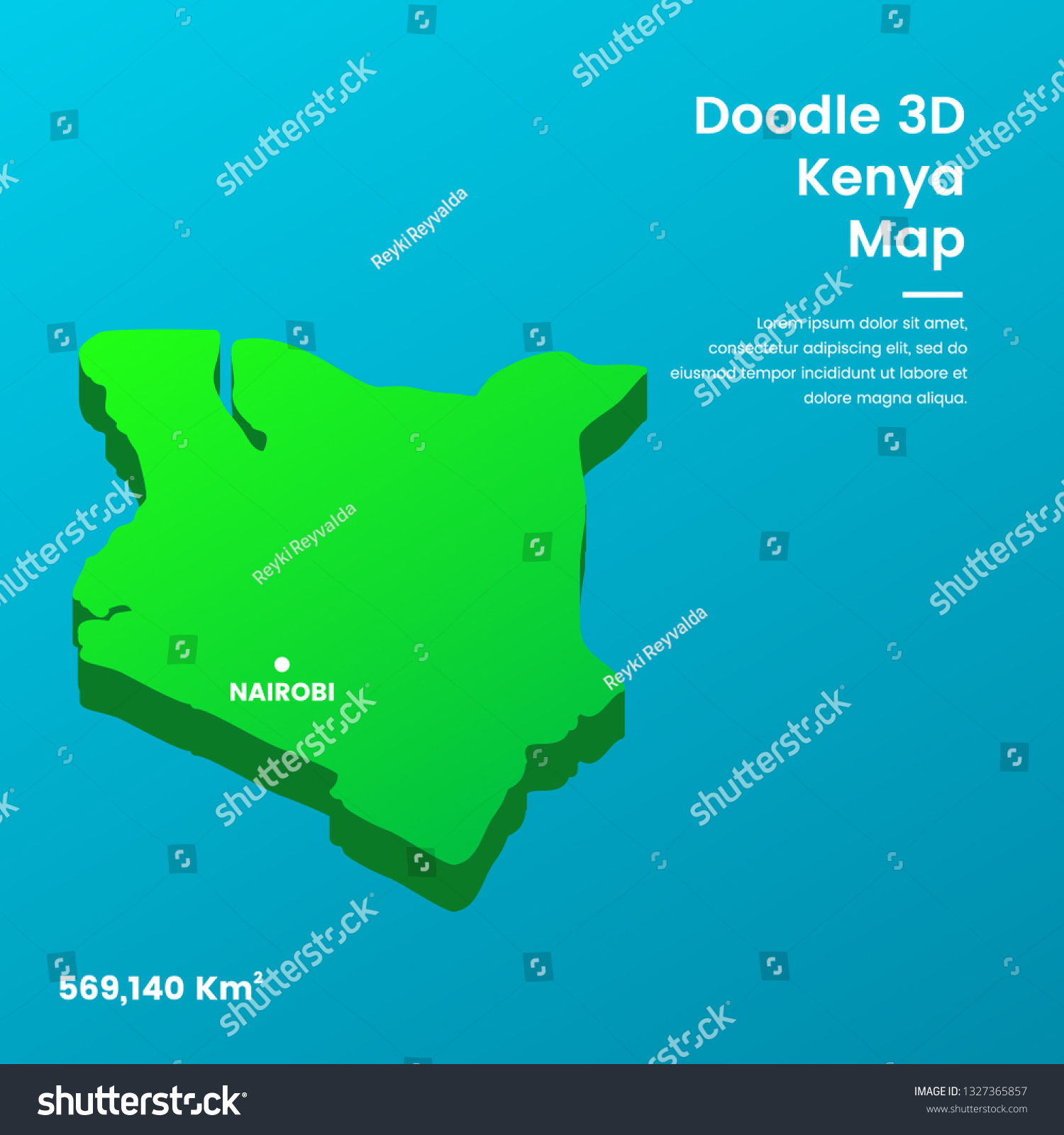 Doodle 3d Kenya Map Stock Vector (Royalty Free) 1327365857