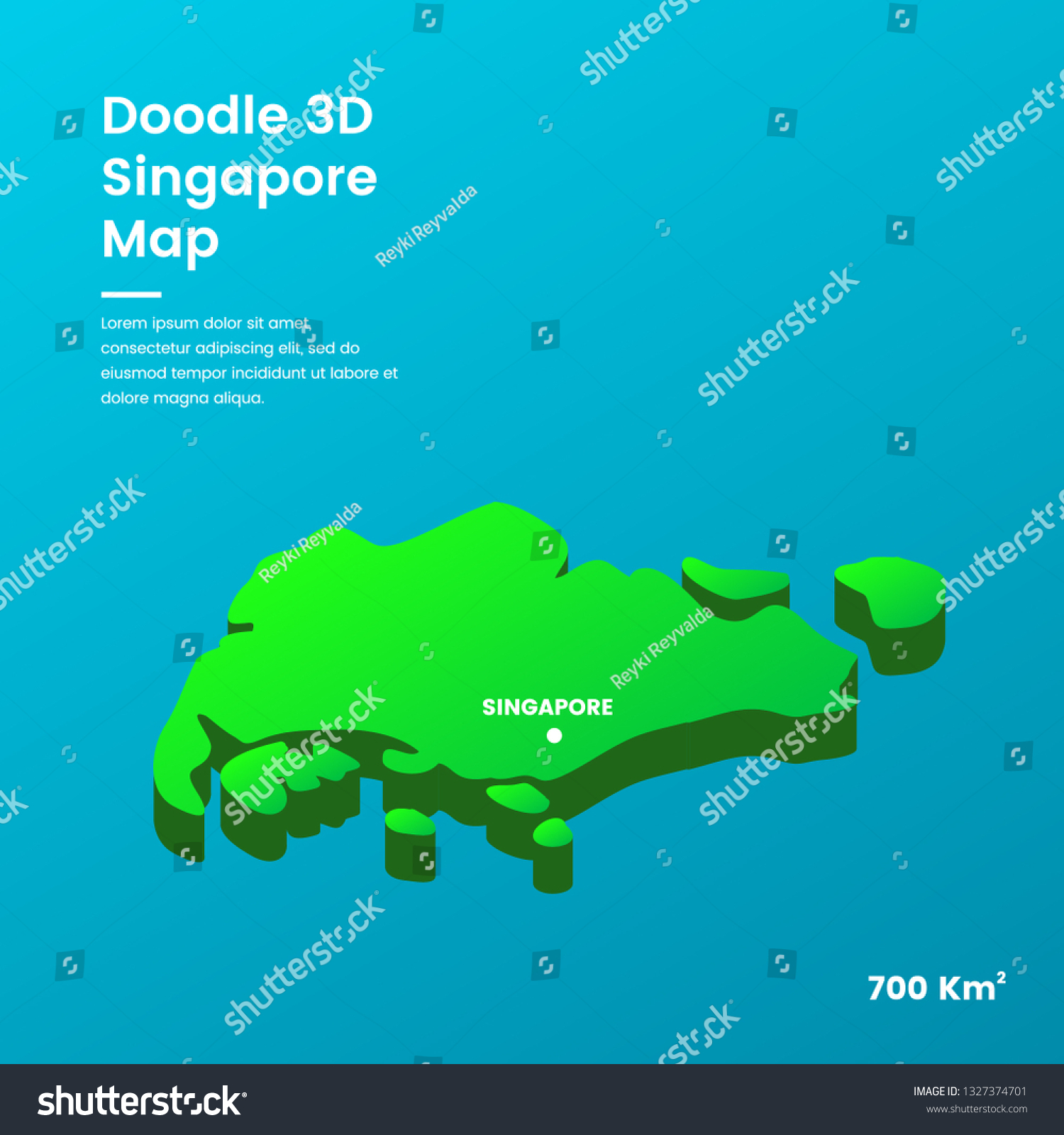 Doodle 3d Singapore Map Stock Vector (Royalty Free) 1327374701