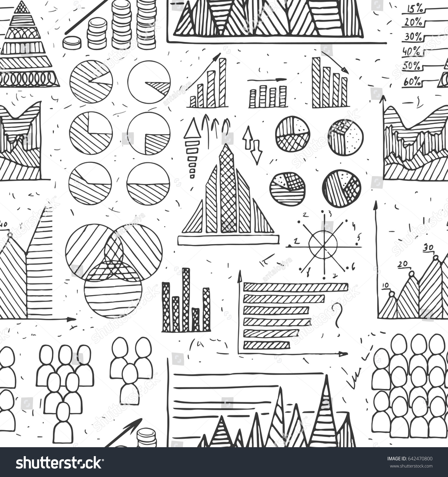 Doodle Diagrams Graphs Charts Seamless Vector: vetor stock (livre de ...