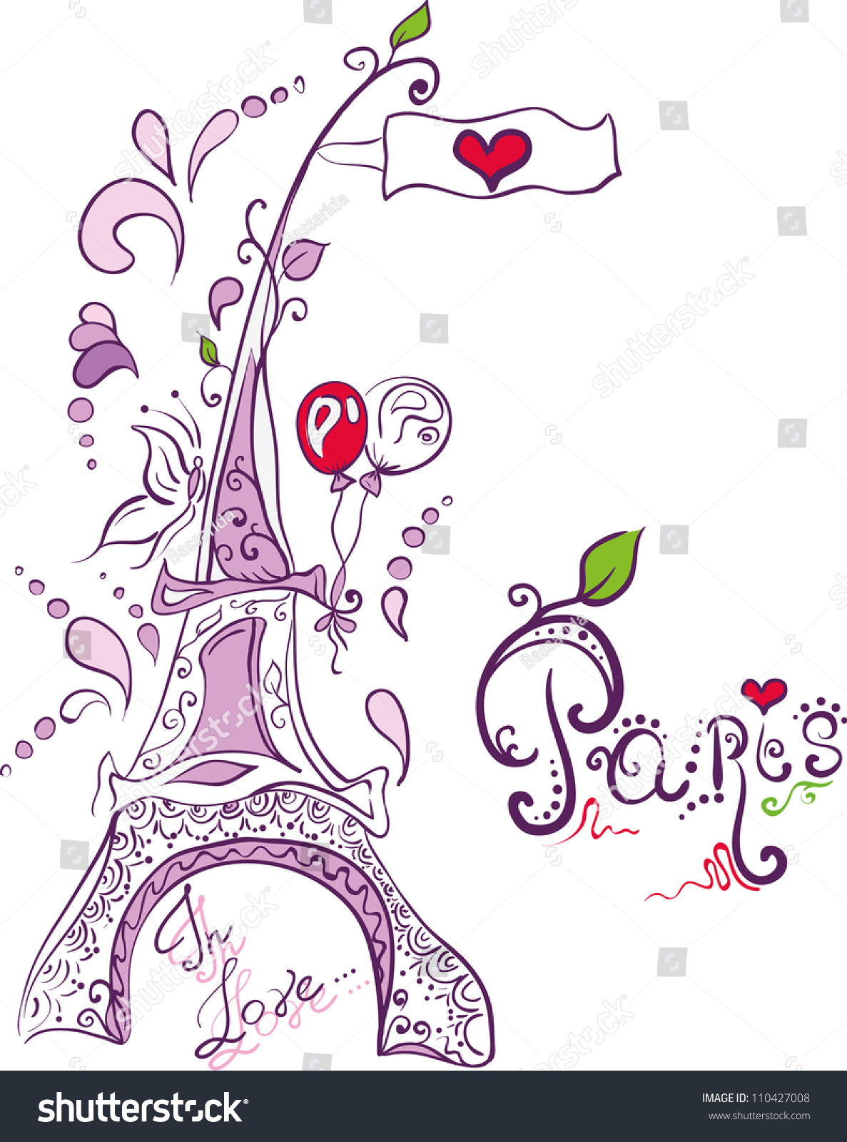 Doodle Eiffel Tower Paris Stock Vector (Royalty Free) 110427008
