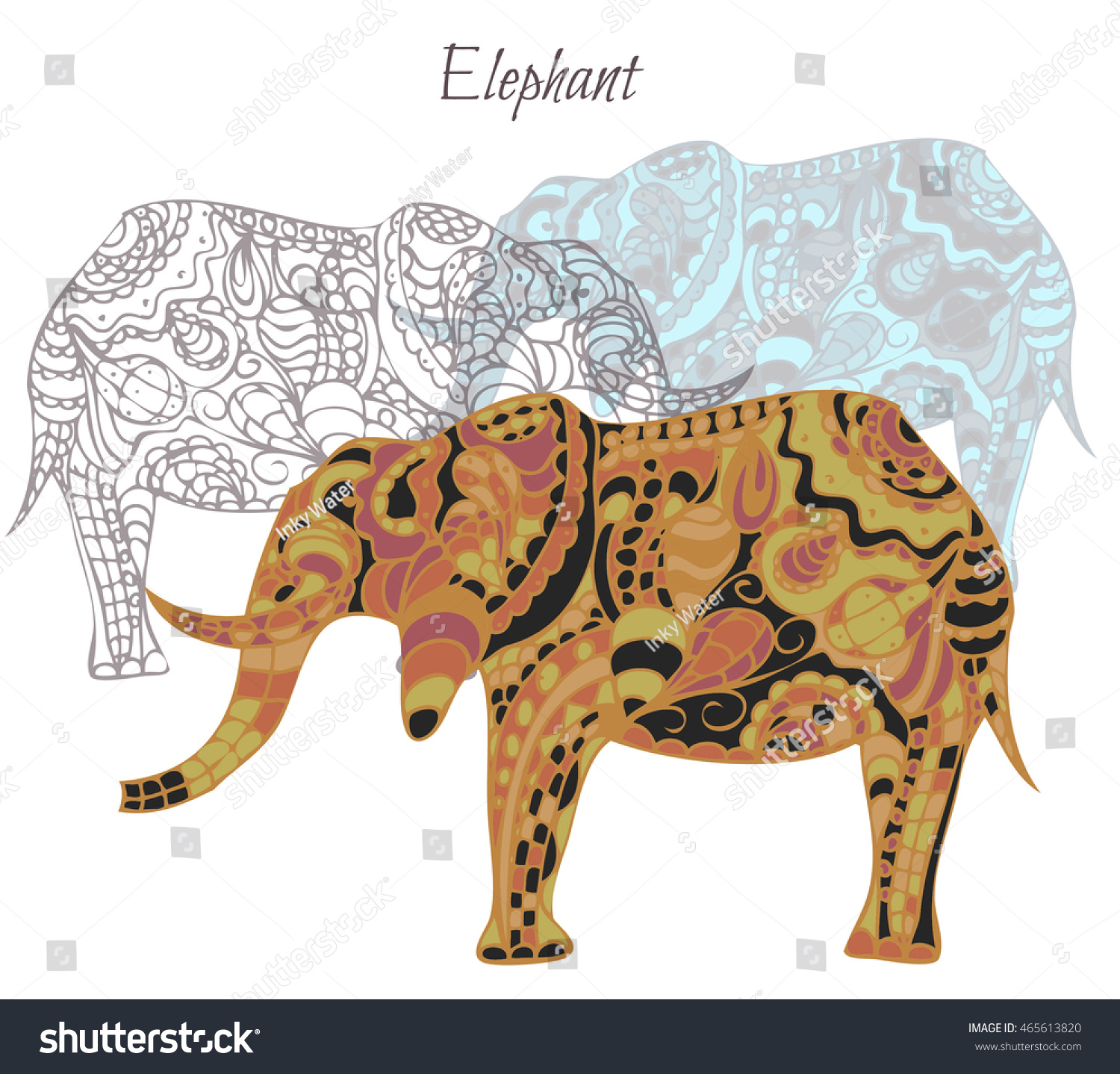 Doodle Elephant Handdrawn Vector Illustration Stock Vector (Royalty ...