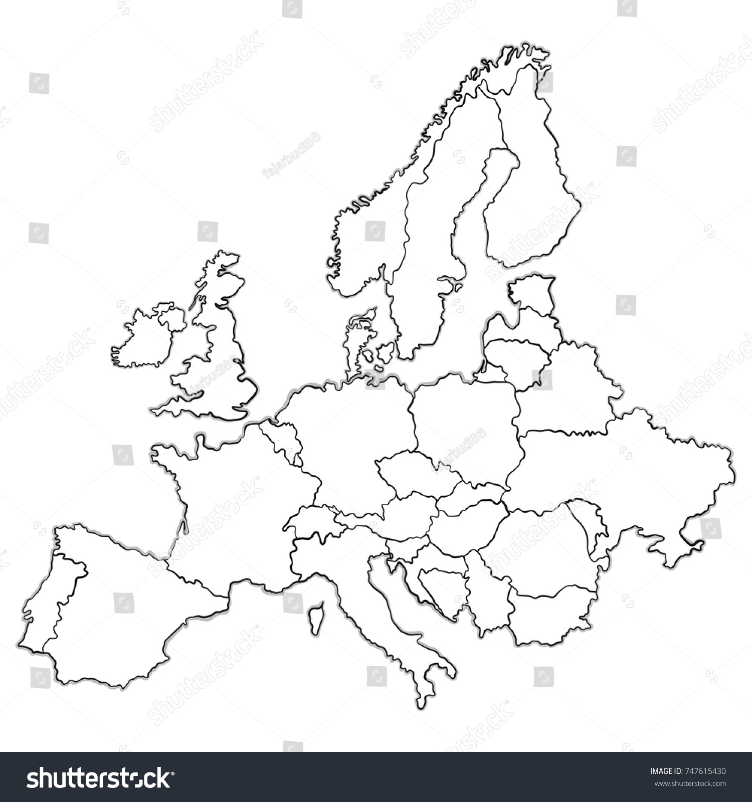 Vektor Stok doodle vektor peta Eropa (Tanpa Royalti) 747615430 ...