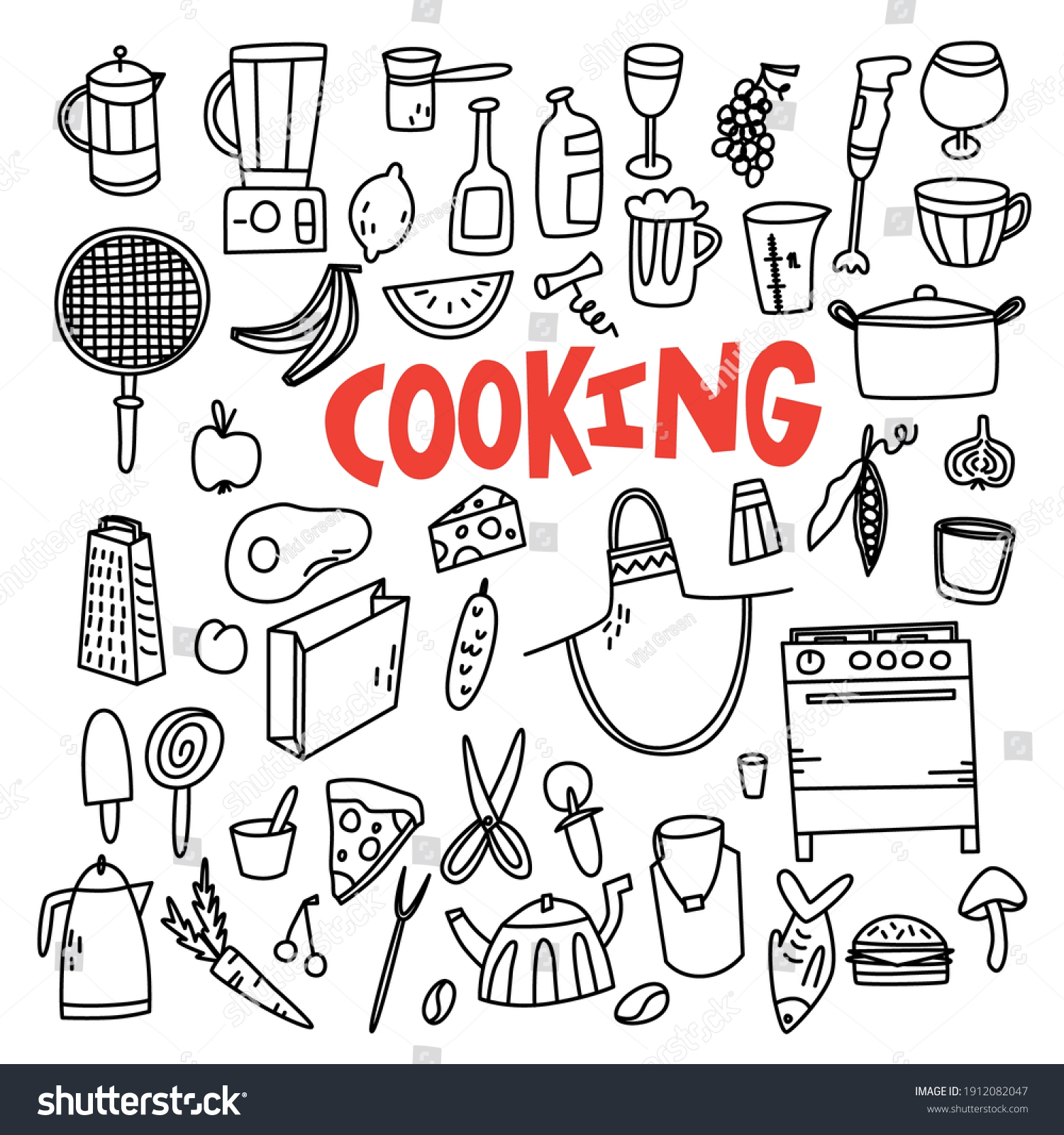 Doodle Flat Cooking Vector Illustration Isolated Stock Vector (Royalty ...