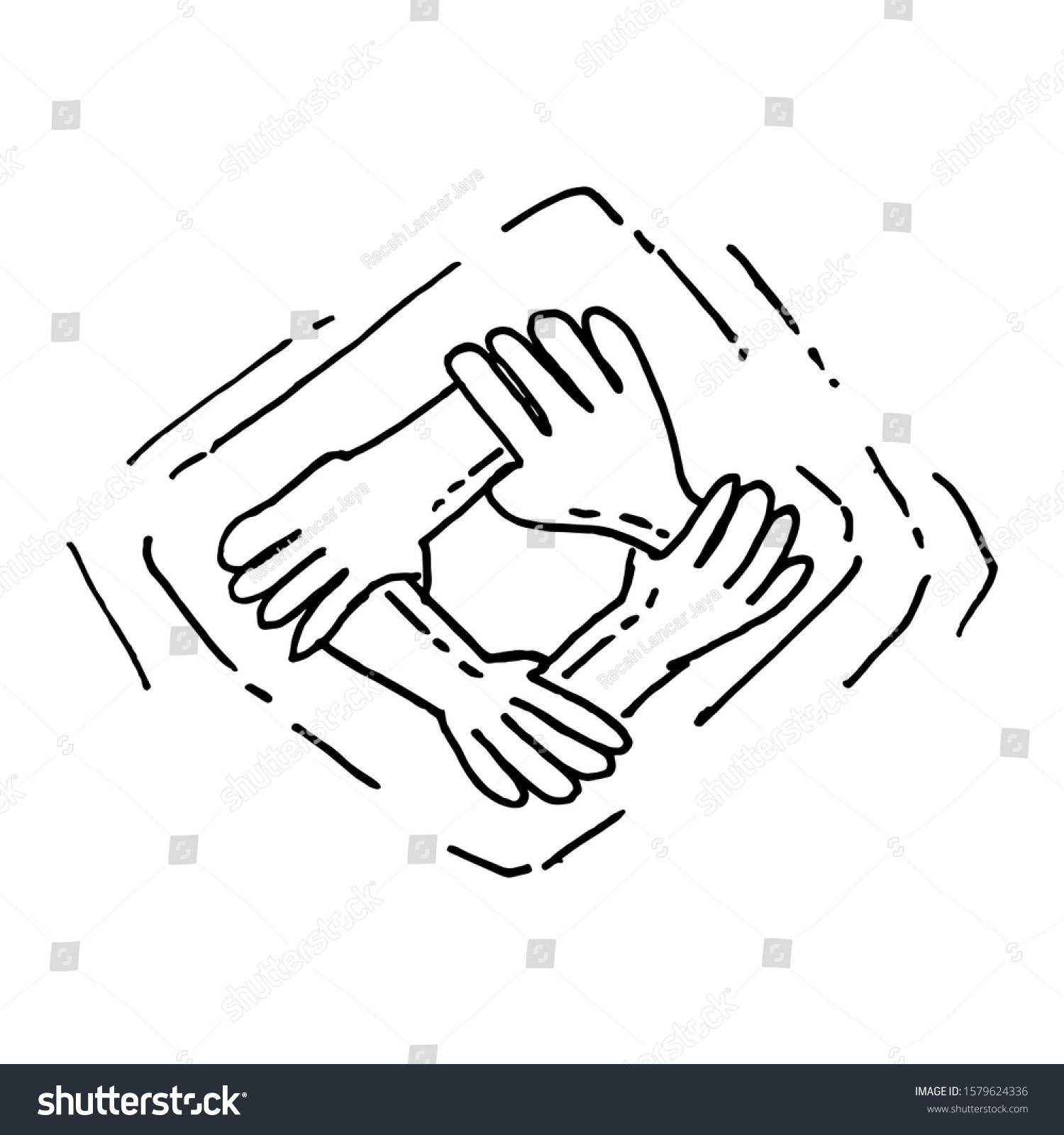 Doodle Hands Unity Team Work Symbol Stock Vector (Royalty Free ...