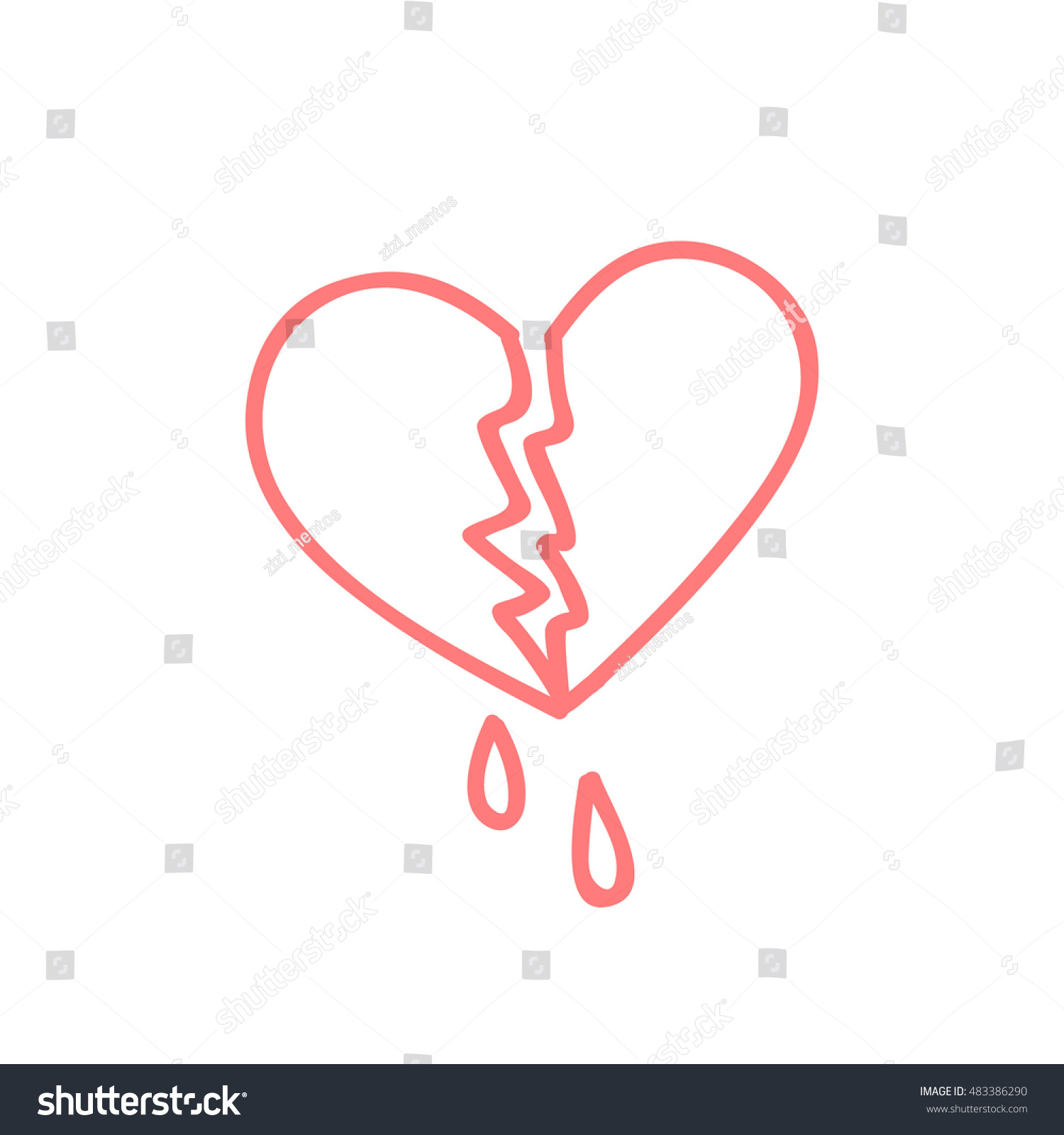 Doodle Icon Broken Heart Vector Illustration Stock Vector (Royalty Free ...