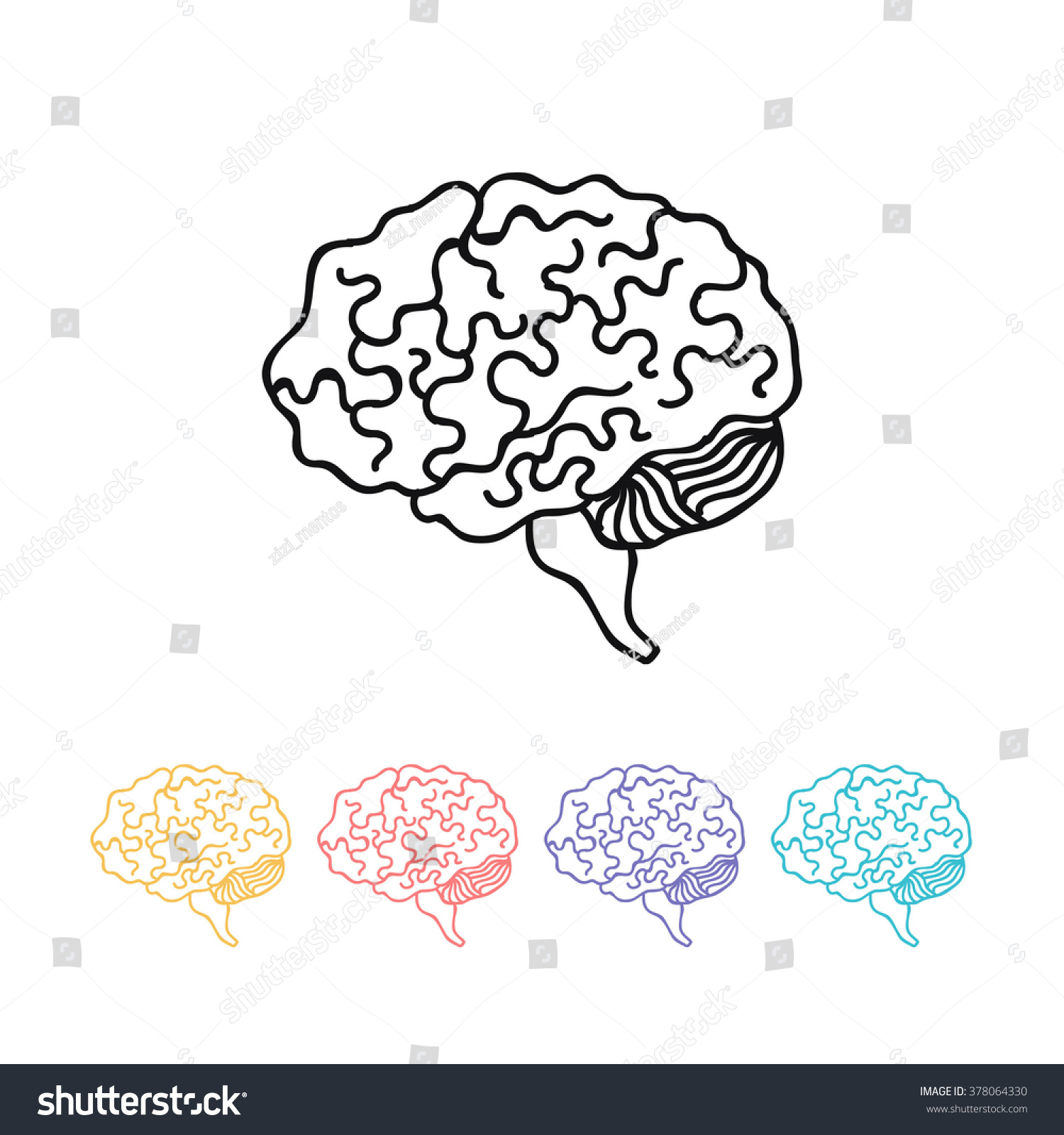 Doodle Icon Human Brain Vector Illustration Stock Vector (Royalty Free ...