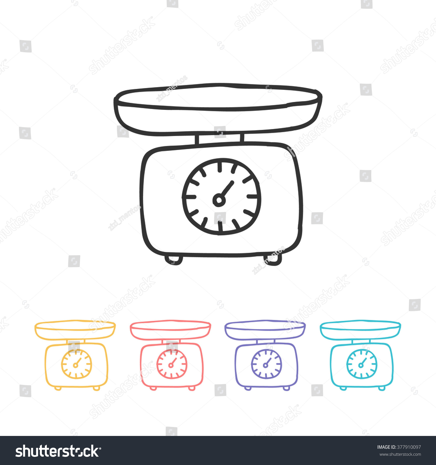 Doodle Icon Kitchen Scales Vector Illustration: เวกเตอร์สต็อก (ปลอดค่า ...