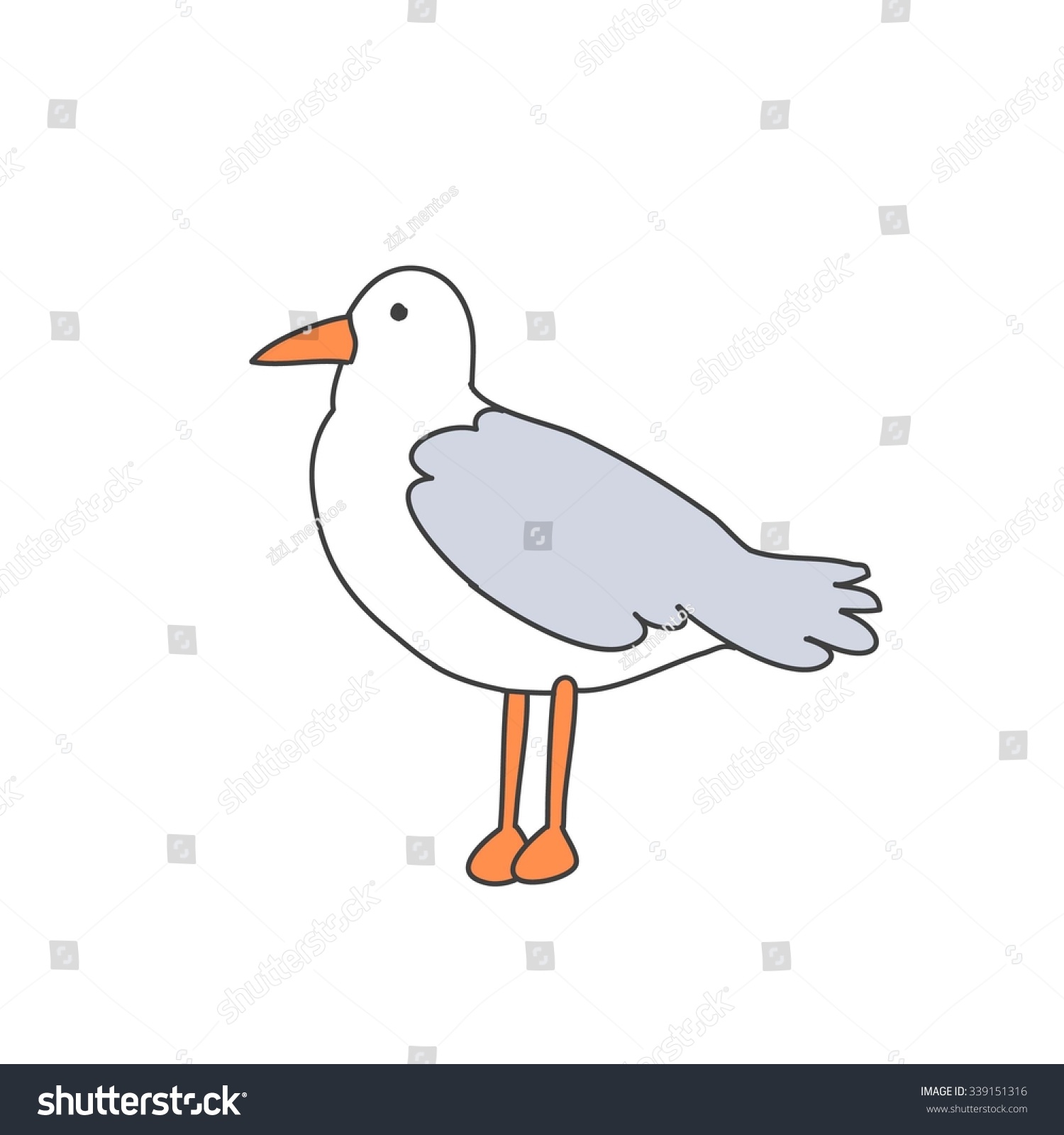 Doodle Icon Seagull Vector Illustration Stock Vector (Royalty Free ...