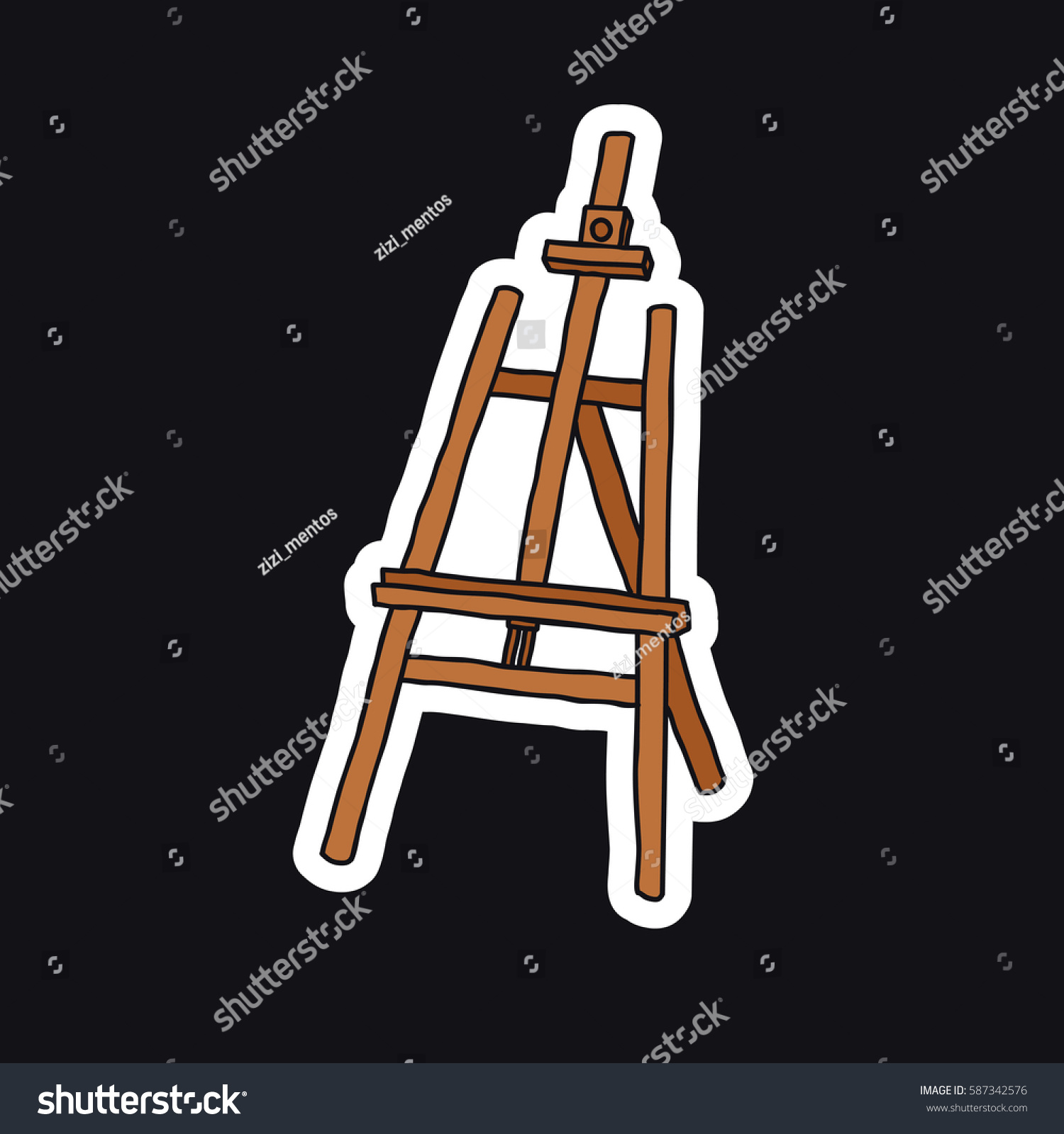 Doodle Icon Sticker Easel Vector Illustration Stock Vector (Royalty ...