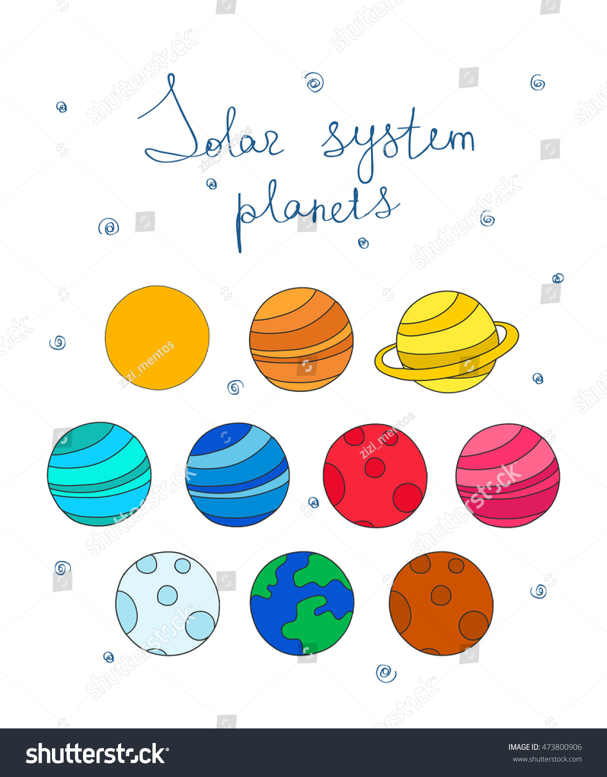 Doodle Icons Solar System Planets Vector Stock Vector (Royalty Free ...