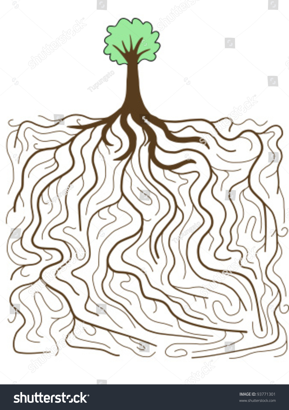 Doodle Illustration Tree Gigantic Root System: vector de stock (libre ...