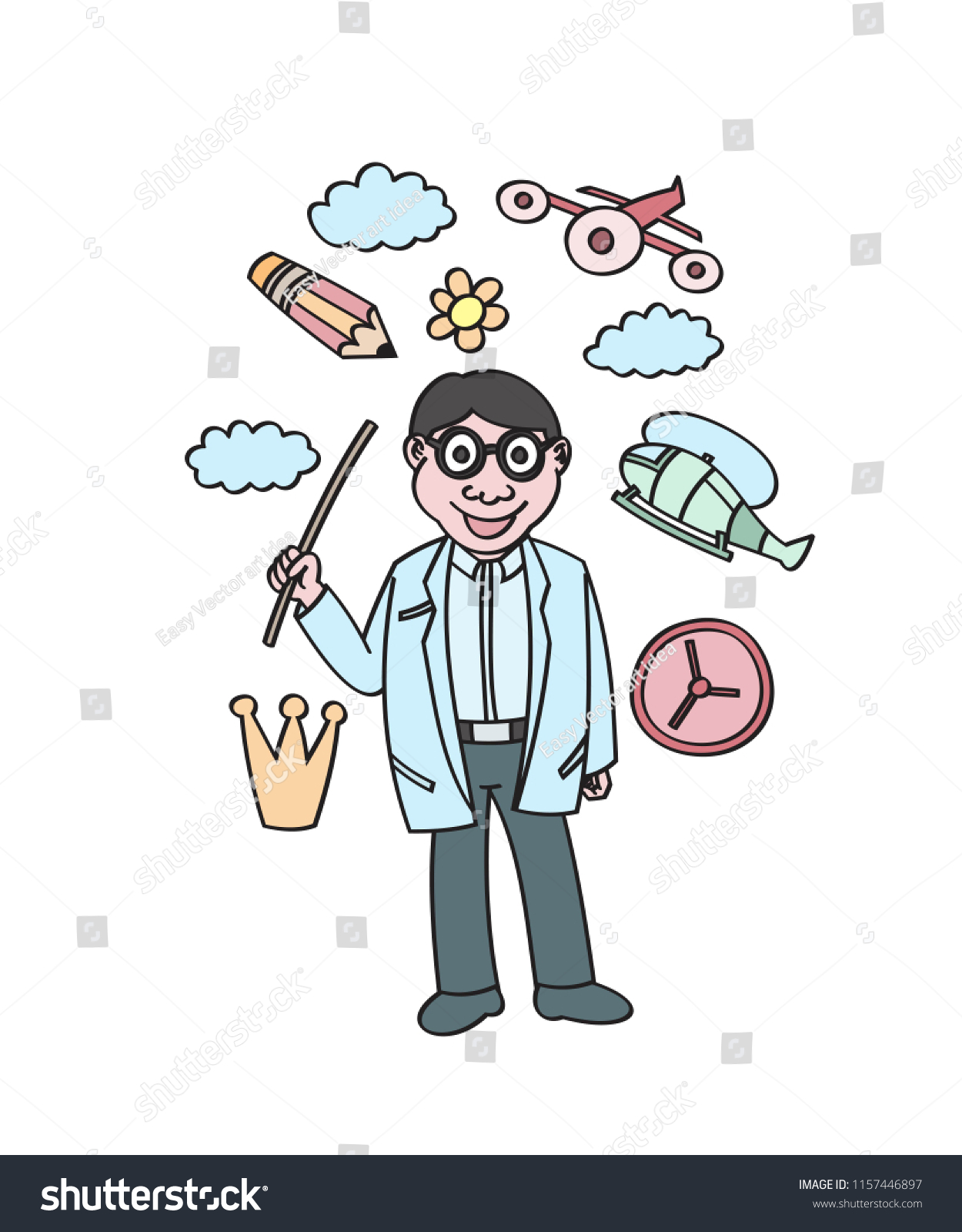 Doodle Kindergarten Professor Vector Art Stock Vector (Royalty Free ...