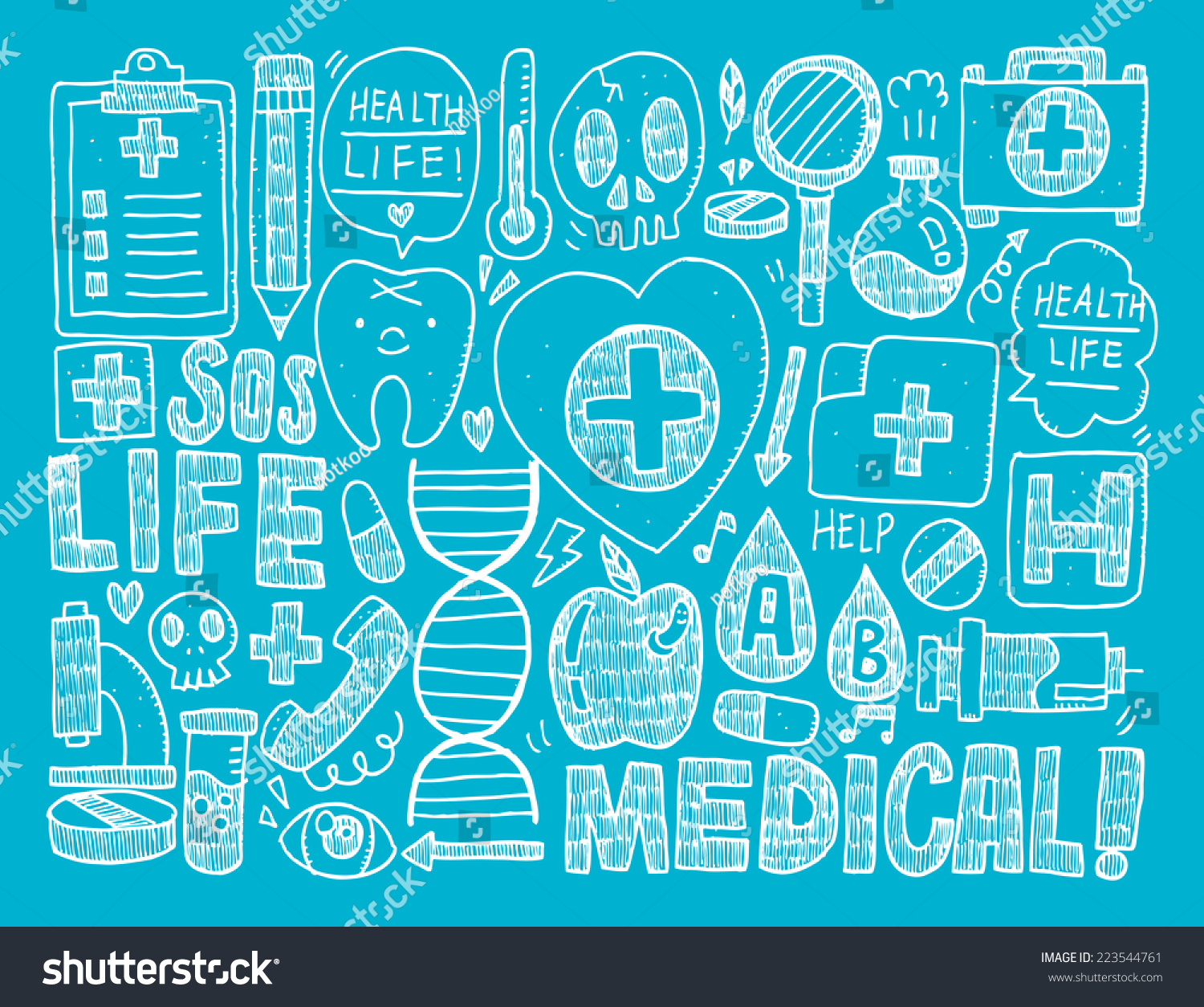Doodle Medical Background: vector de stock (libre de regalías ...