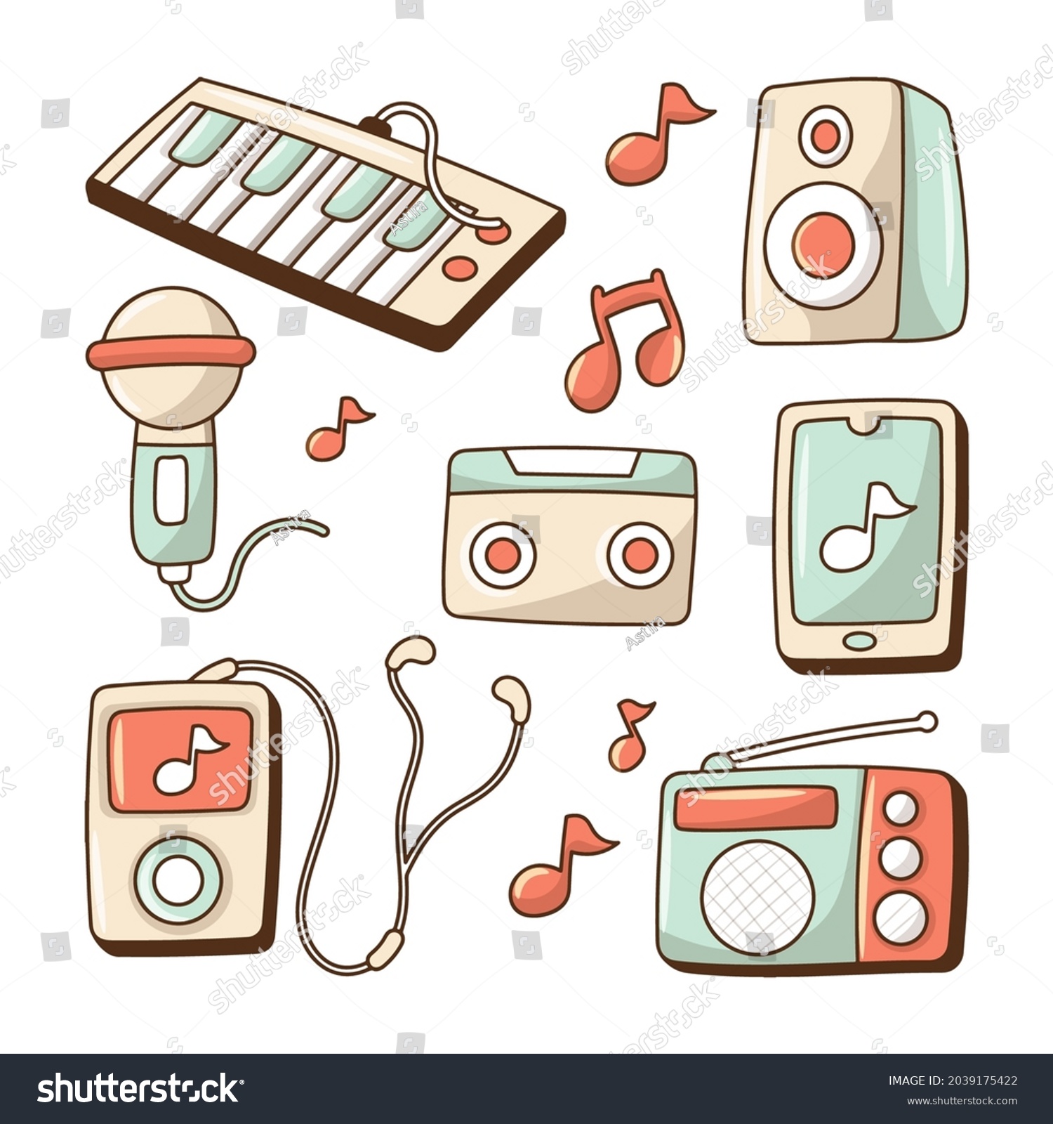 Doodle Musical Instruments Cute Colored Hand Stock Vector (Royalty Free ...
